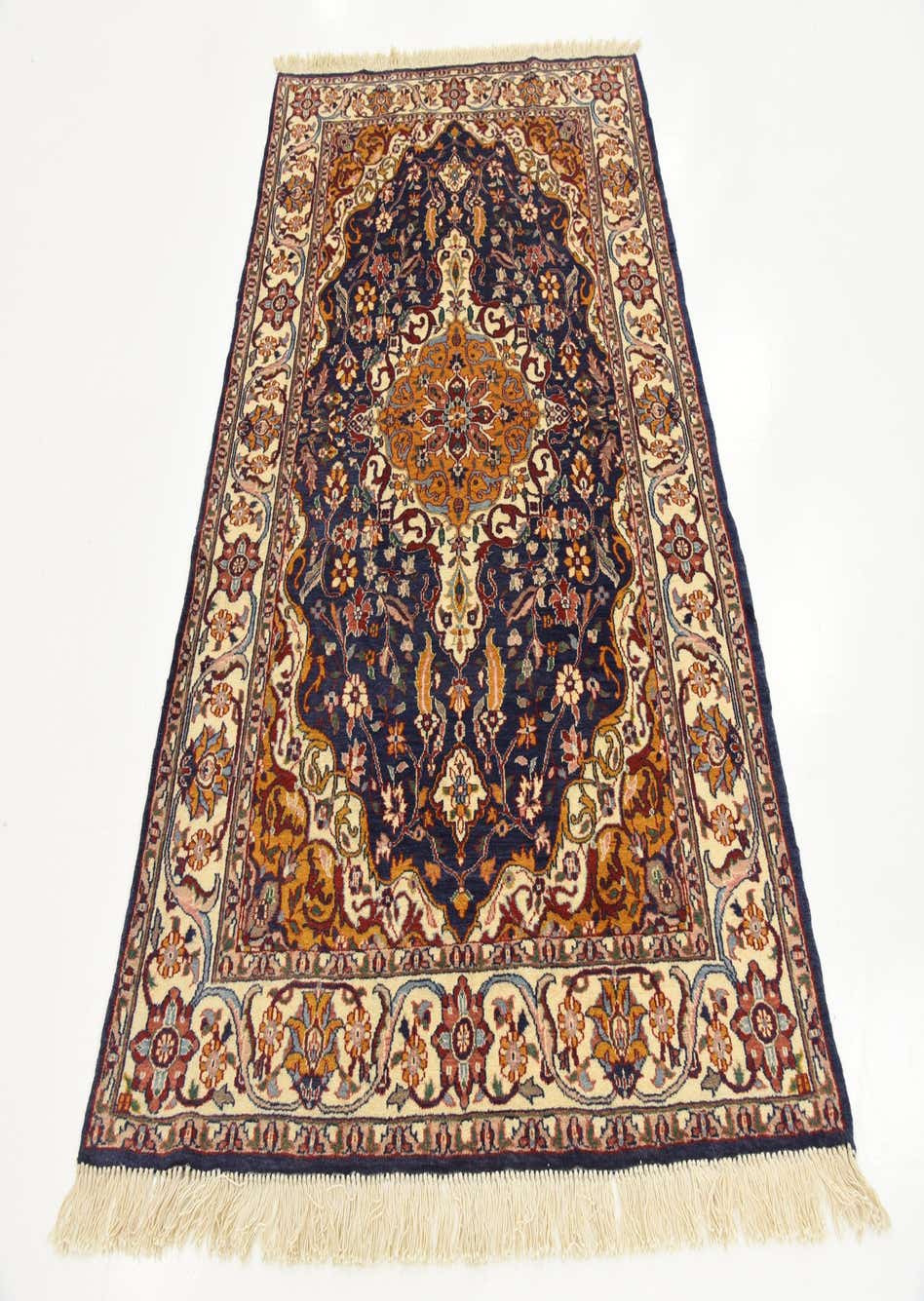 Navy Blue 4' 1 x 6' 2 Hand Knotted Kashmir Oriental Wool Rug | eSaleRugs