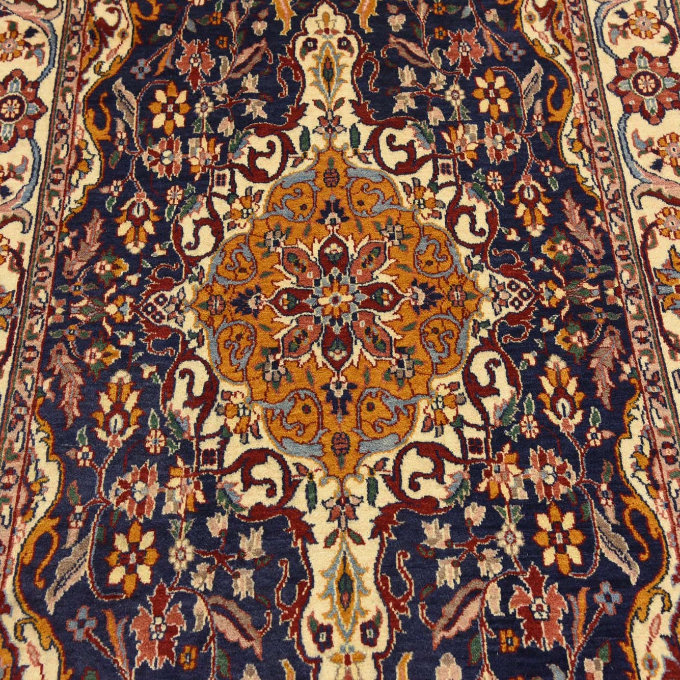 Navy Blue 4' 1 x 6' 2 Hand Knotted Kashmir Oriental Wool Rug | eSaleRugs