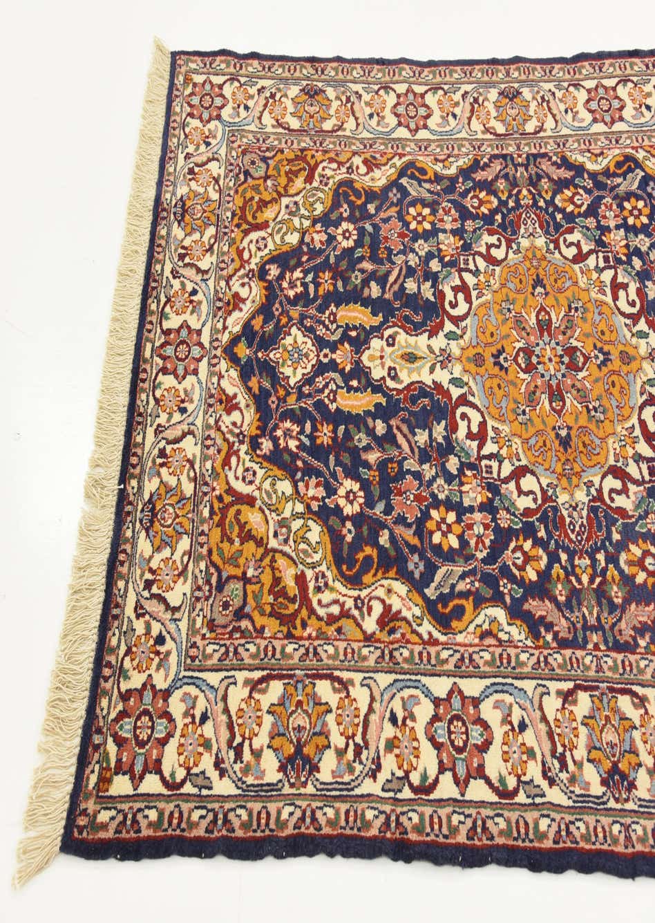 Navy Blue 4' 1 x 6' 2 Hand Knotted Kashmir Oriental Wool Rug | eSaleRugs