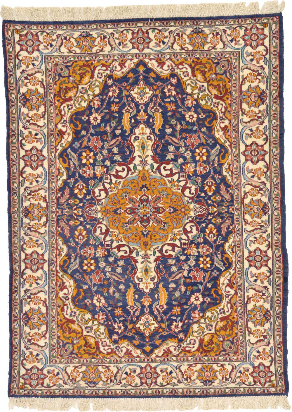 Navy Blue 4' 1 x 6' 2 Hand Knotted Kashmir Oriental Wool Rug | eSaleRugs
