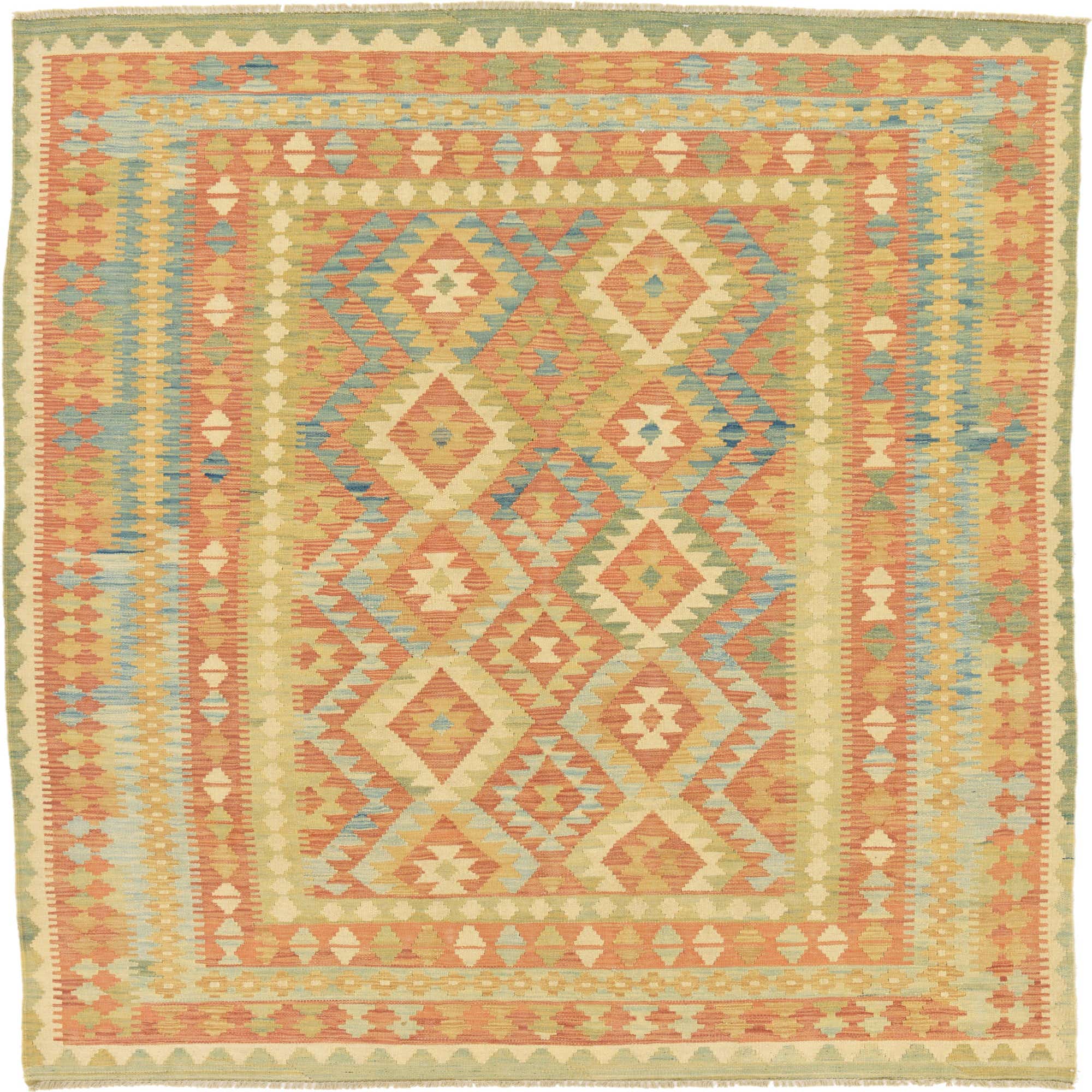 Rust Red 4' 11 x 6' 7 Hand Woven Kilim Waziri Wool Rug | eSaleRugs