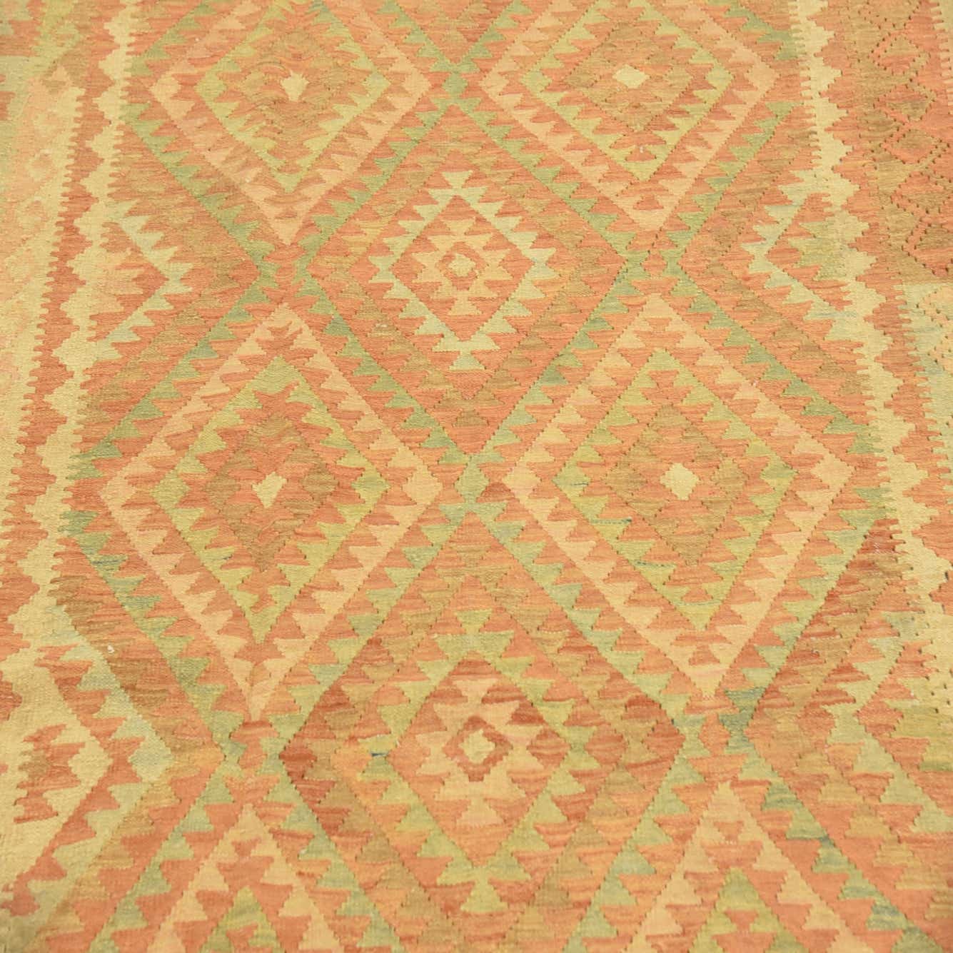 Rust Red 6' 4 x 9' 10 Hand Woven Kilim Waziri Wool Rug | eSaleRugs