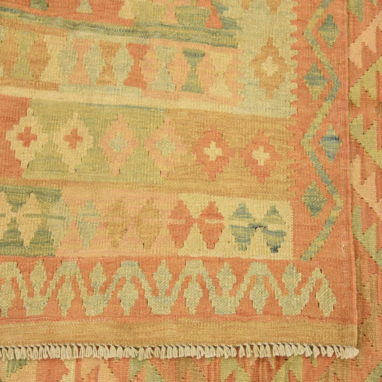 Rust Red 6' 4 x 9' 10 Hand Woven Kilim Waziri Wool Rug | eSaleRugs