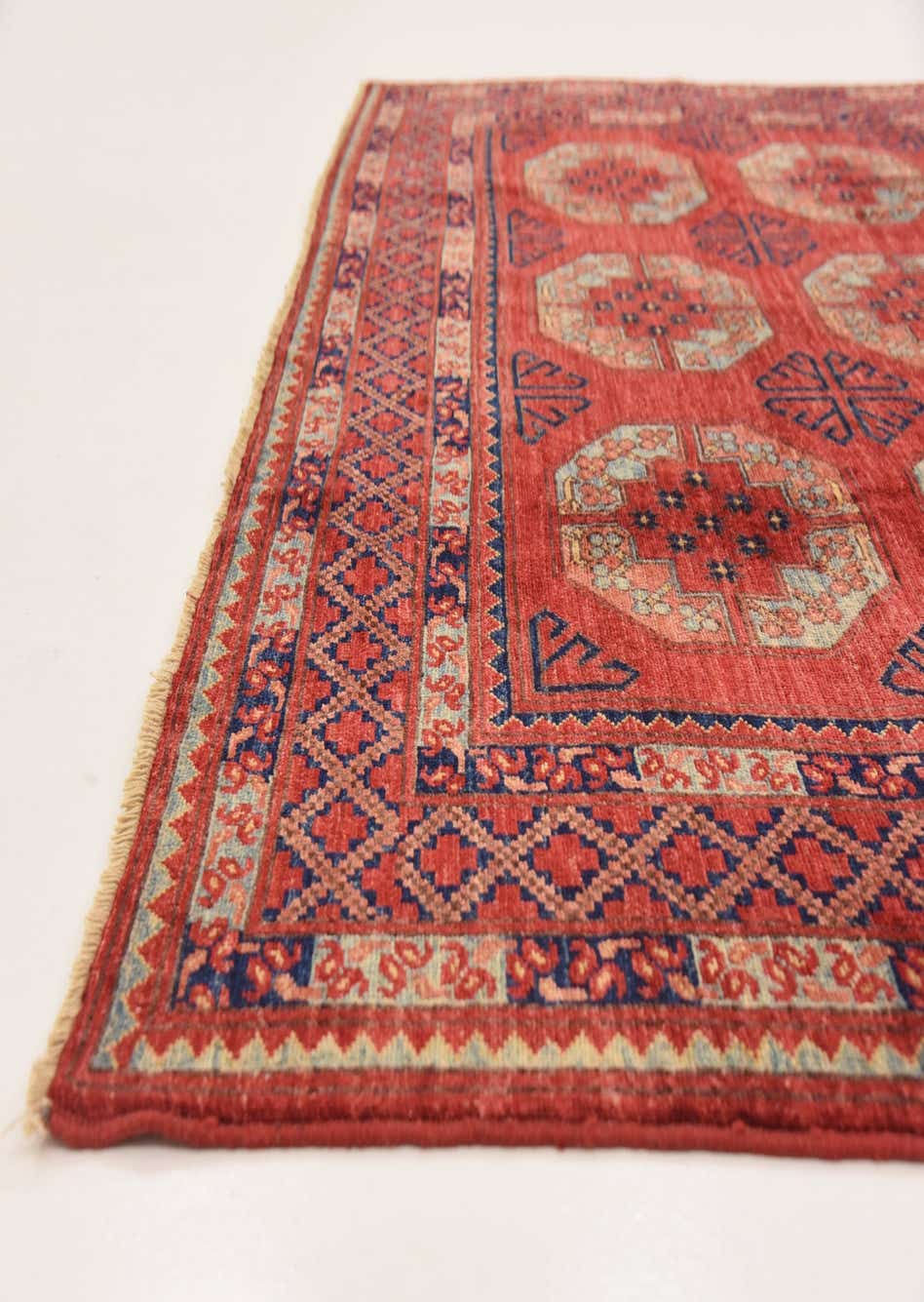 Rust Red 6' 9 x 9' 8 Hand Knotted Afghan Ersari Oriental Rug | eSaleRugs