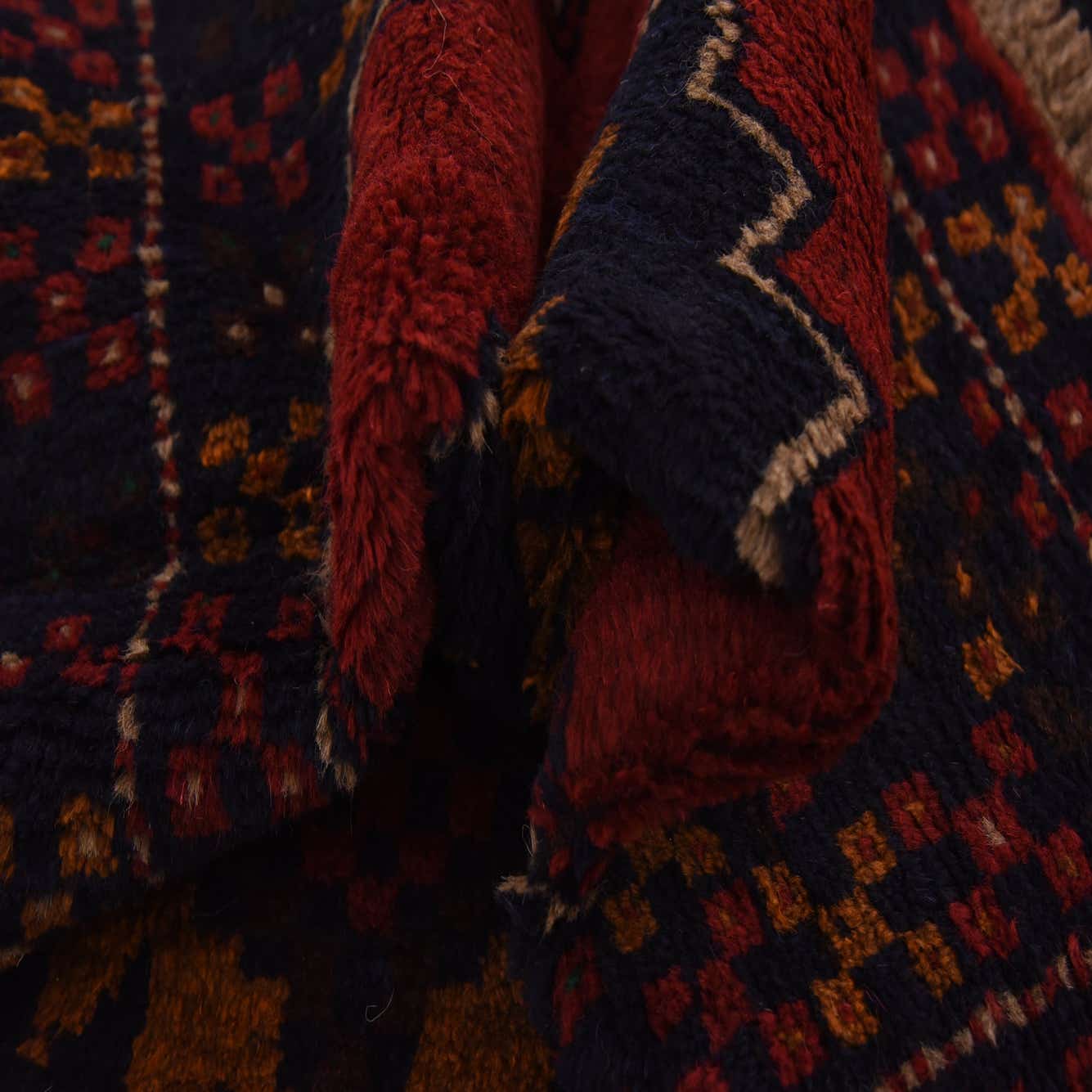 Red 2' 10 x 4' 8 Hand Knotted Balouch Persian Wool Rug | eSaleRugs