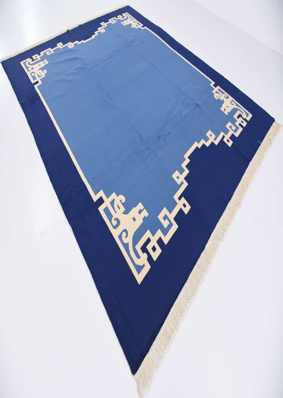 Blue 8' x 10' Hand Knotted Antique Finish Oriental Wool Rug | eSaleRugs