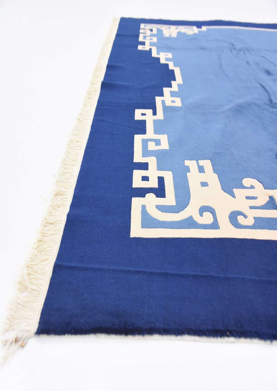 Blue 8' x 10' Hand Knotted Antique Finish Oriental Wool Rug | eSaleRugs