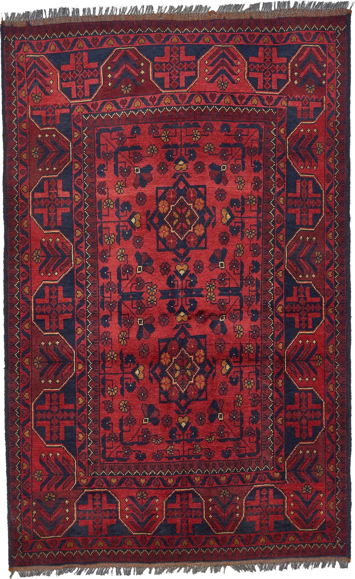 Red 3' 3 x 5' 2 Hand Knotted Khal Mohammadi Oriental Rug | eSaleRugs