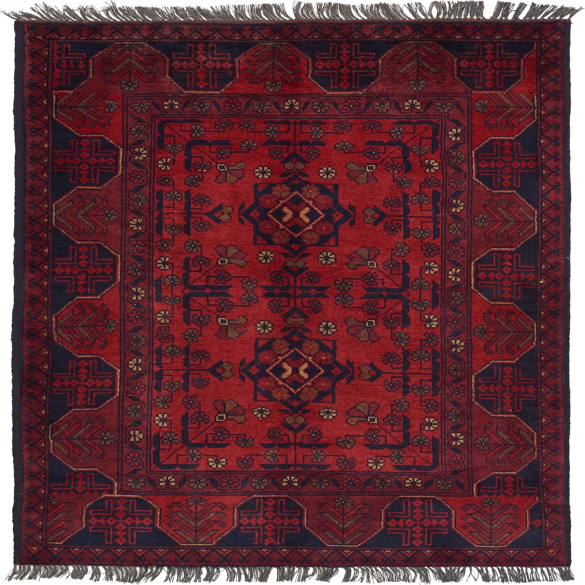 Red 3' 4 x 4' 10 Hand Knotted Khal Mohammadi Oriental Rug | eSaleRugs