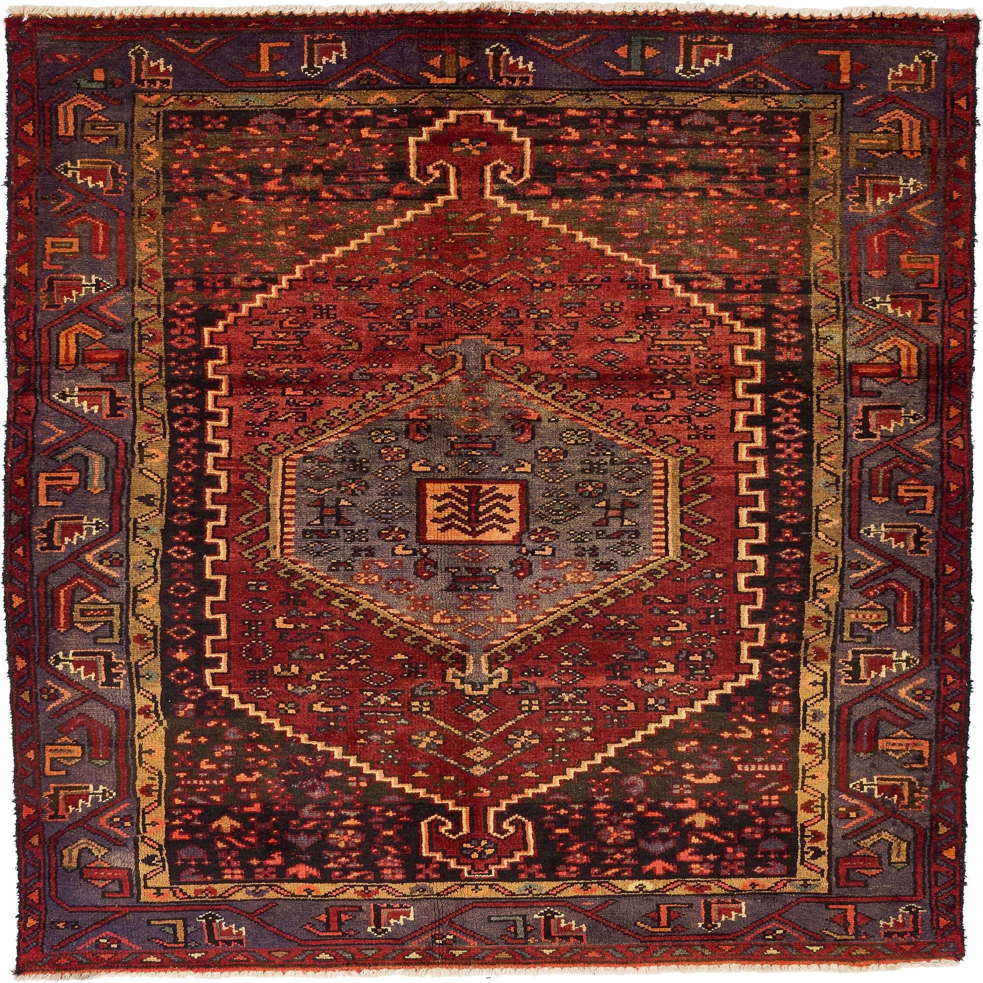 Plum Red 4' 6 x 6' 9 Hand Knotted Bidjar Persian Wool Rug | eSaleRugs