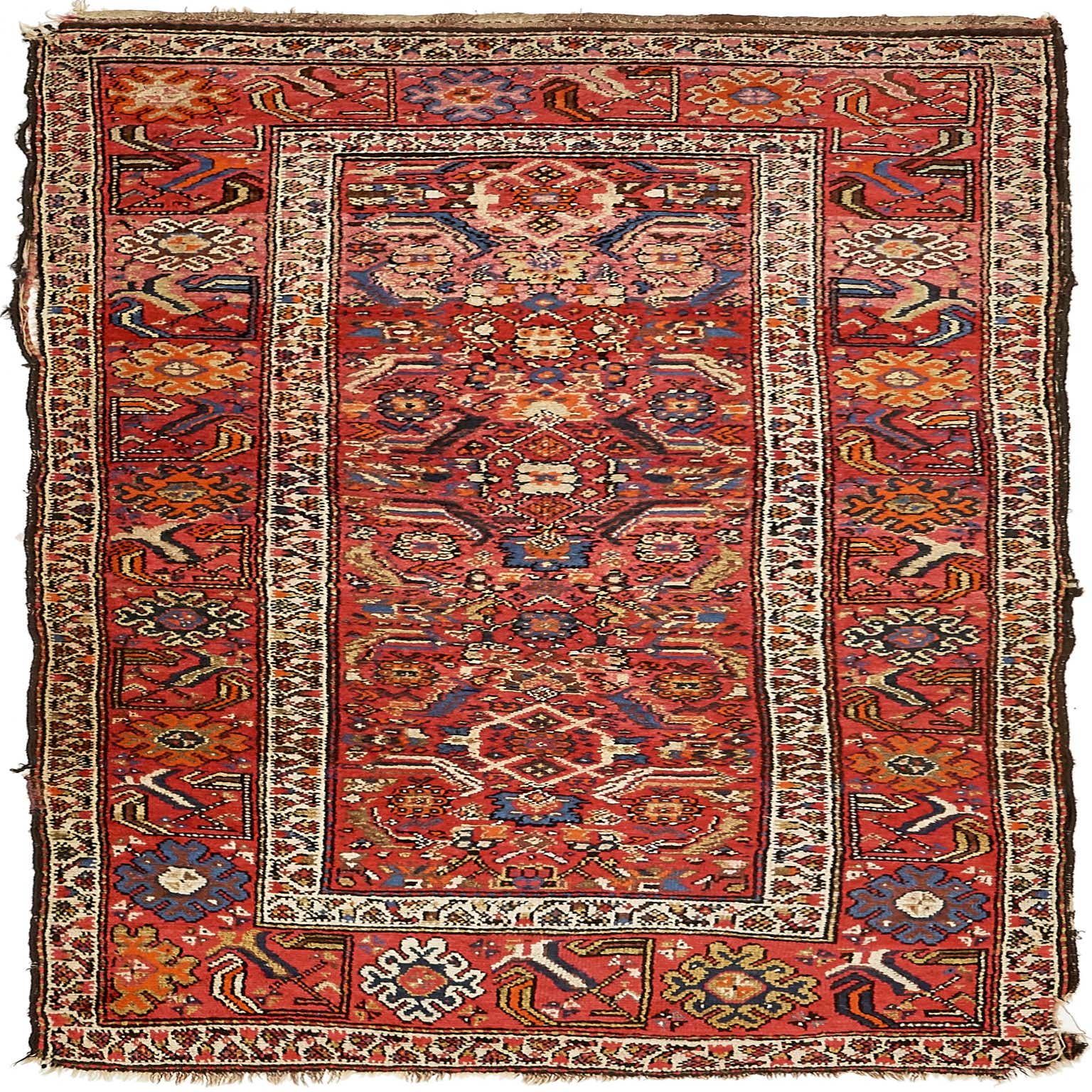 Red 3' 9 x 7' 6 Hand Knotted Gharajeh Persian Rug | eSaleRugs