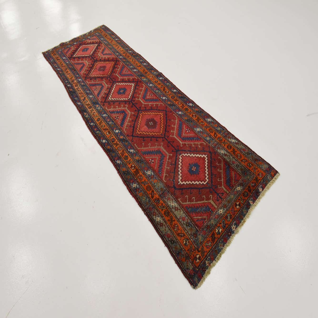 Red 3' 4 x 9' 10 Hand Knotted Hamedan Persian Wool Runner Rug | eSaleRugs