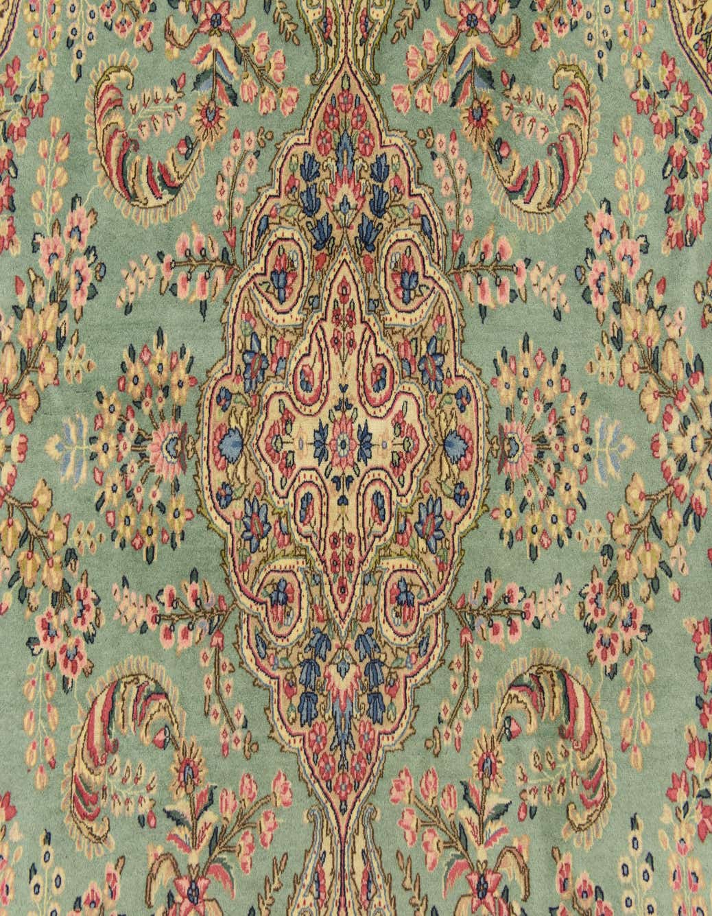 Light Green 6' 5 x 7' 9 Hand Knotted Kerman Persian Rug | eSaleRugs