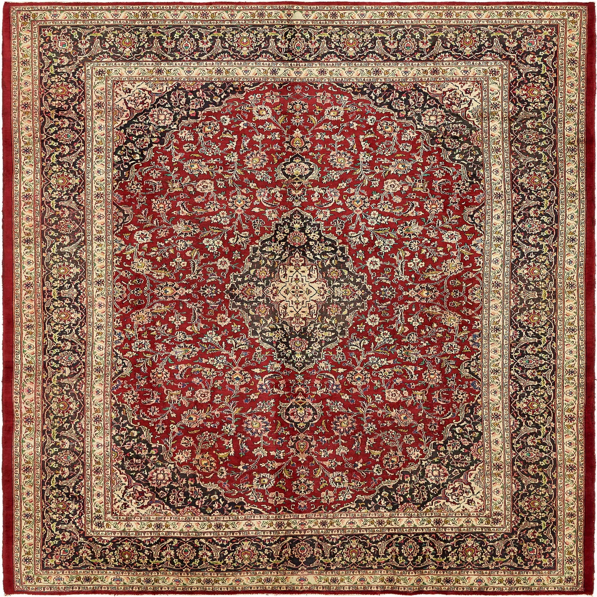 Red 9' 7 x 12' 7 Hand Knotted Mashad Persian Wool Rug | eSaleRugs