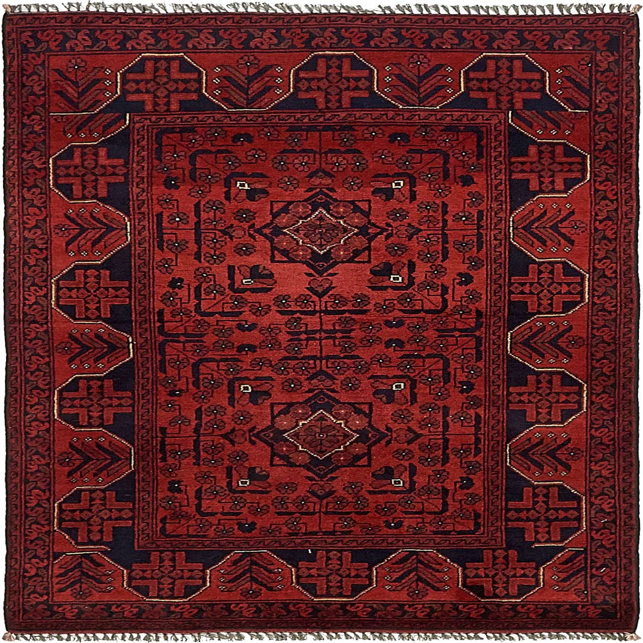 Red 3' 3 x 5' Hand Knotted Khal Mohammadi Rug | eSaleRugs