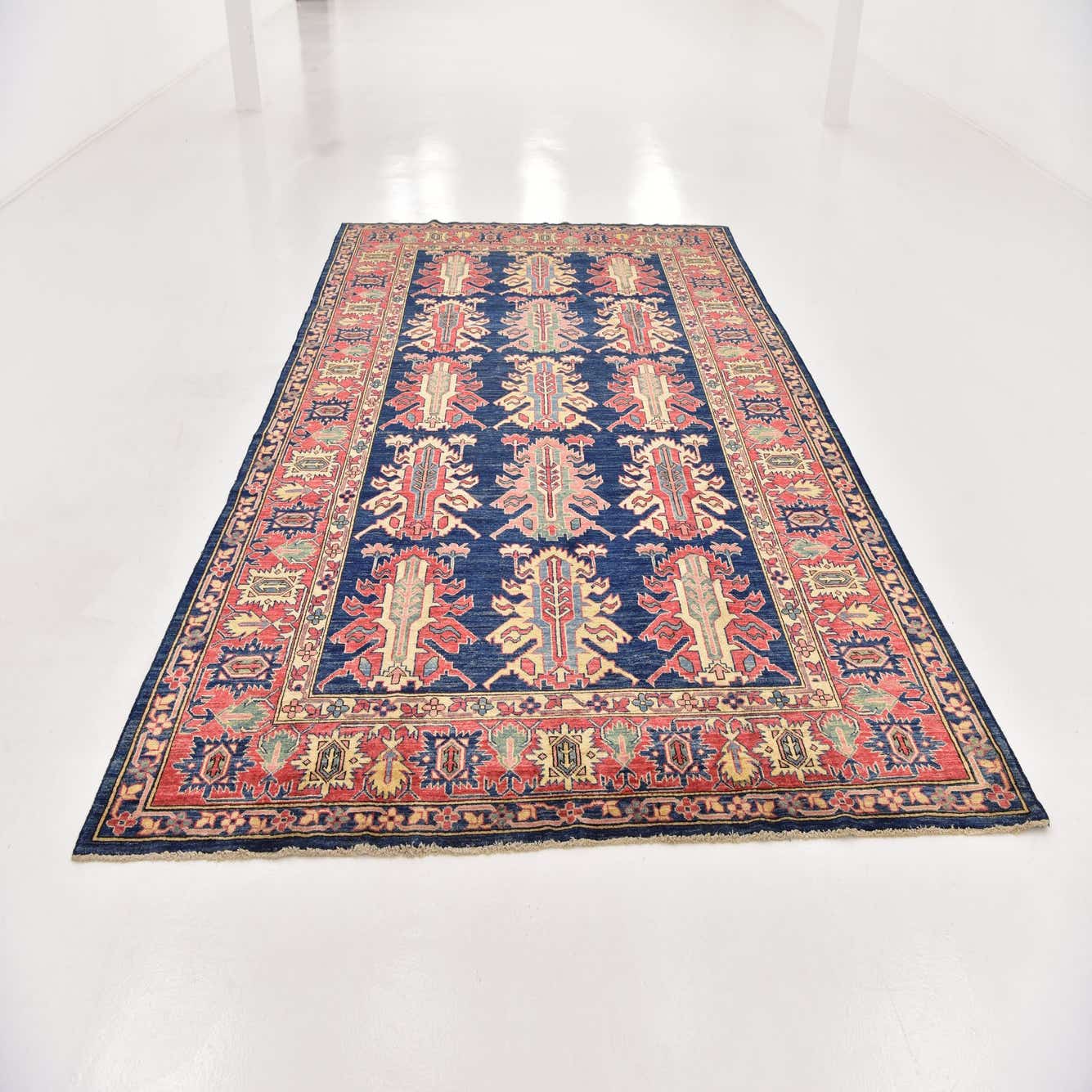Navy Blue 7' 3 x 10' 5 Hand Knotted Kazak Oriental Rug | eSaleRugs