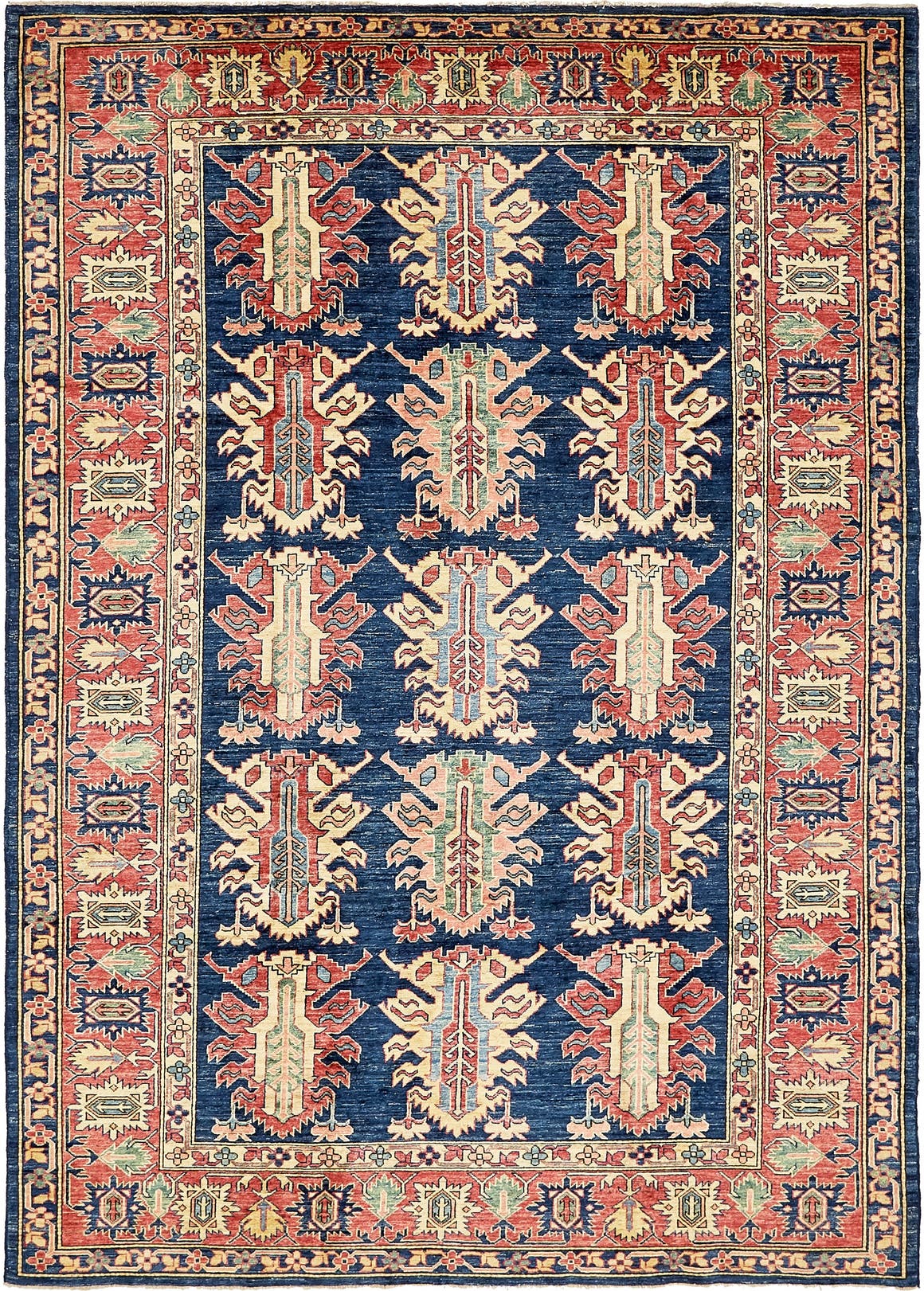 Navy Blue 7' 3 x 10' 5 Hand Knotted Kazak Oriental Rug | eSaleRugs