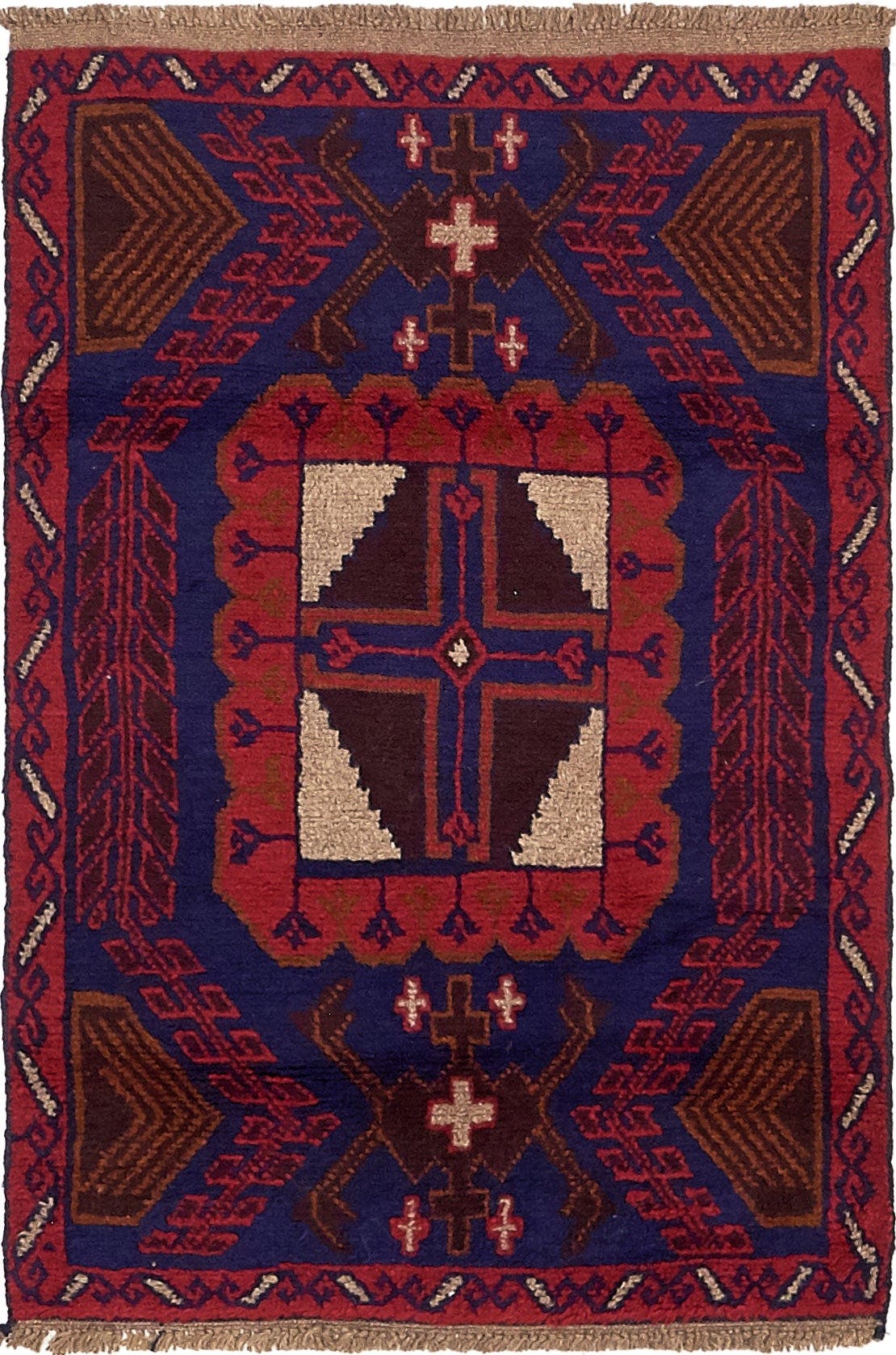 Navy Blue 2' 10 x 4' 4 Hand Knotted Balouch Persian Wool Rug | eSaleRugs