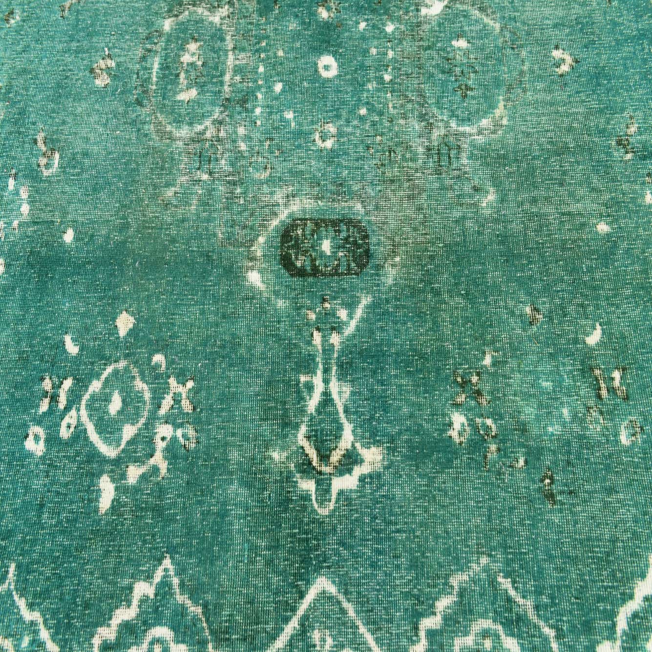 Turquoise 7' x 9' 4 Hand Knotted Ultra Vintage Persian Wool Rug | eSaleRugs