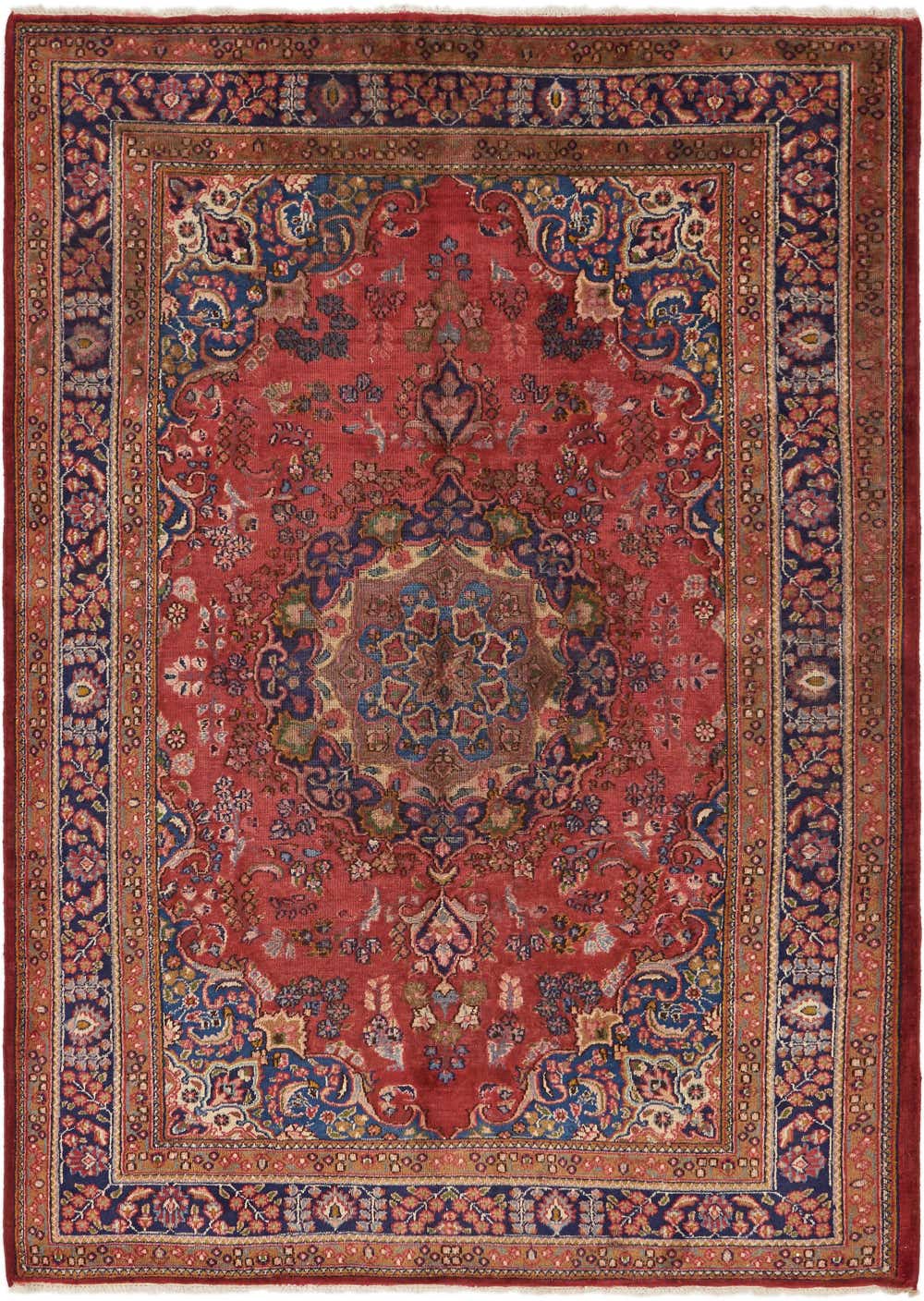 Red 6' 4 x 9' 7 Hand Knotted Mashad Persian Wool Rug | eSaleRugs