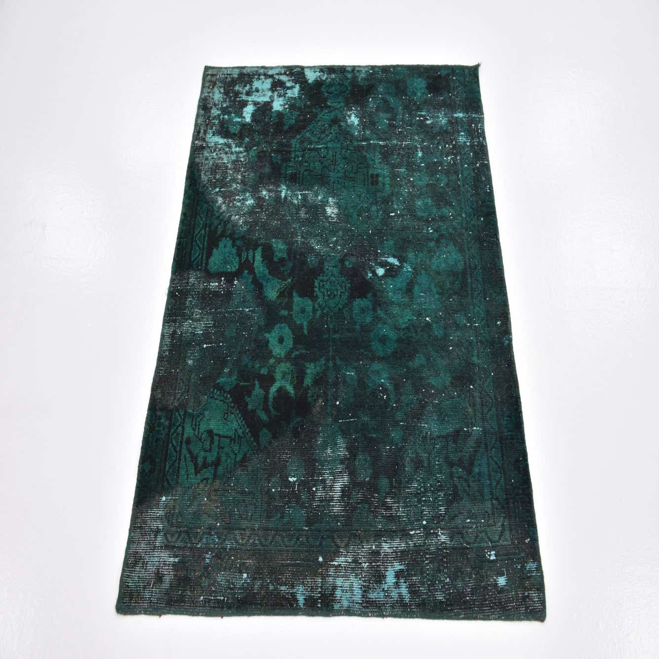 Hunter Green 3' x 4' Hand Knotted Ultra Vintage Persian Wool Rug ...