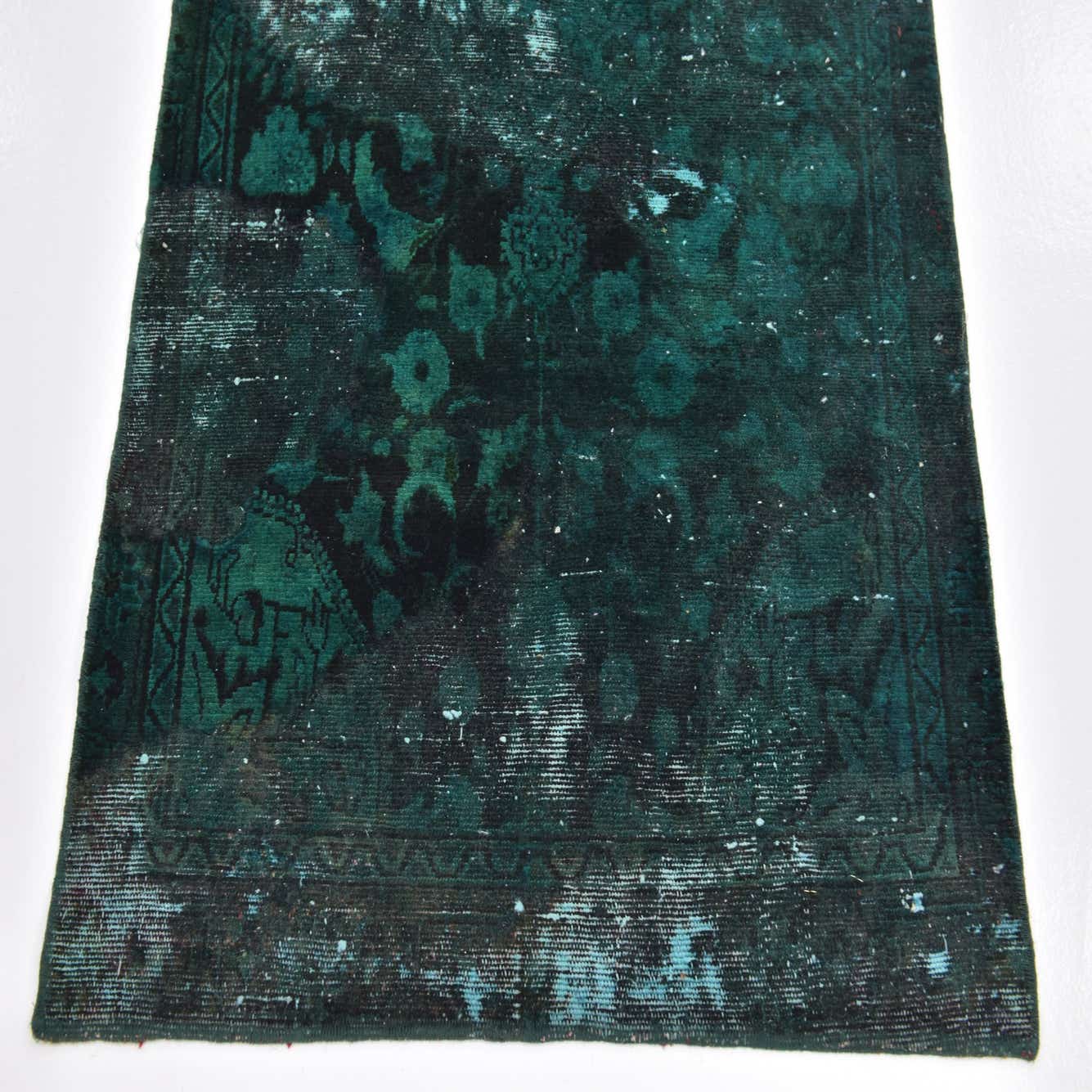 Hunter Green 3' x 4' Hand Knotted Ultra Vintage Persian Wool Rug ...