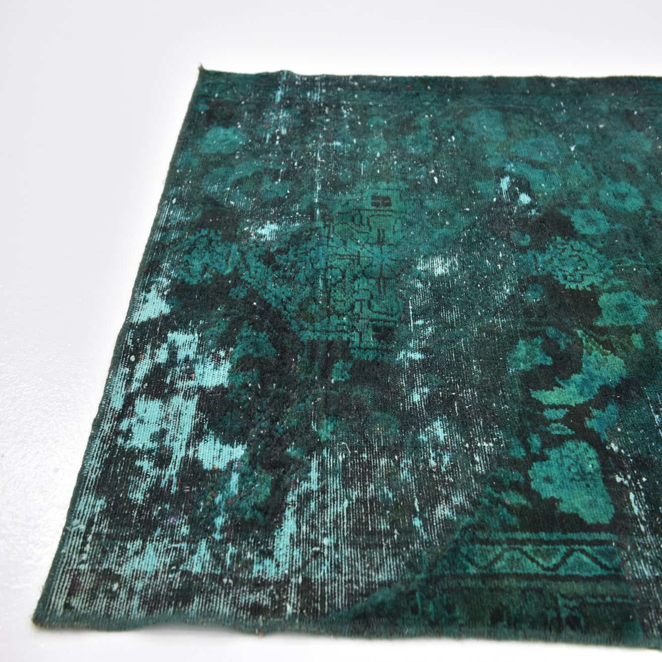 Hunter Green 3' x 4' Hand Knotted Ultra Vintage Persian Wool Rug ...