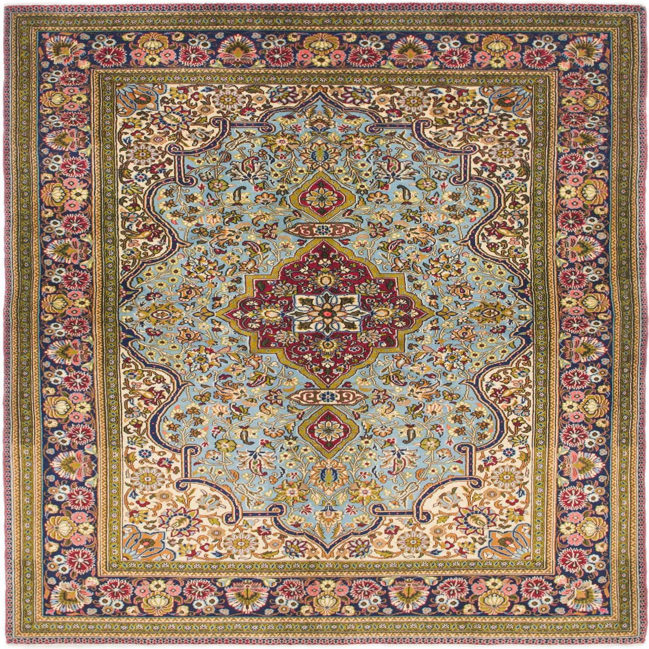 Light Blue 4' 4 x 6' 10 Qom Persian Rug | eSaleRugs