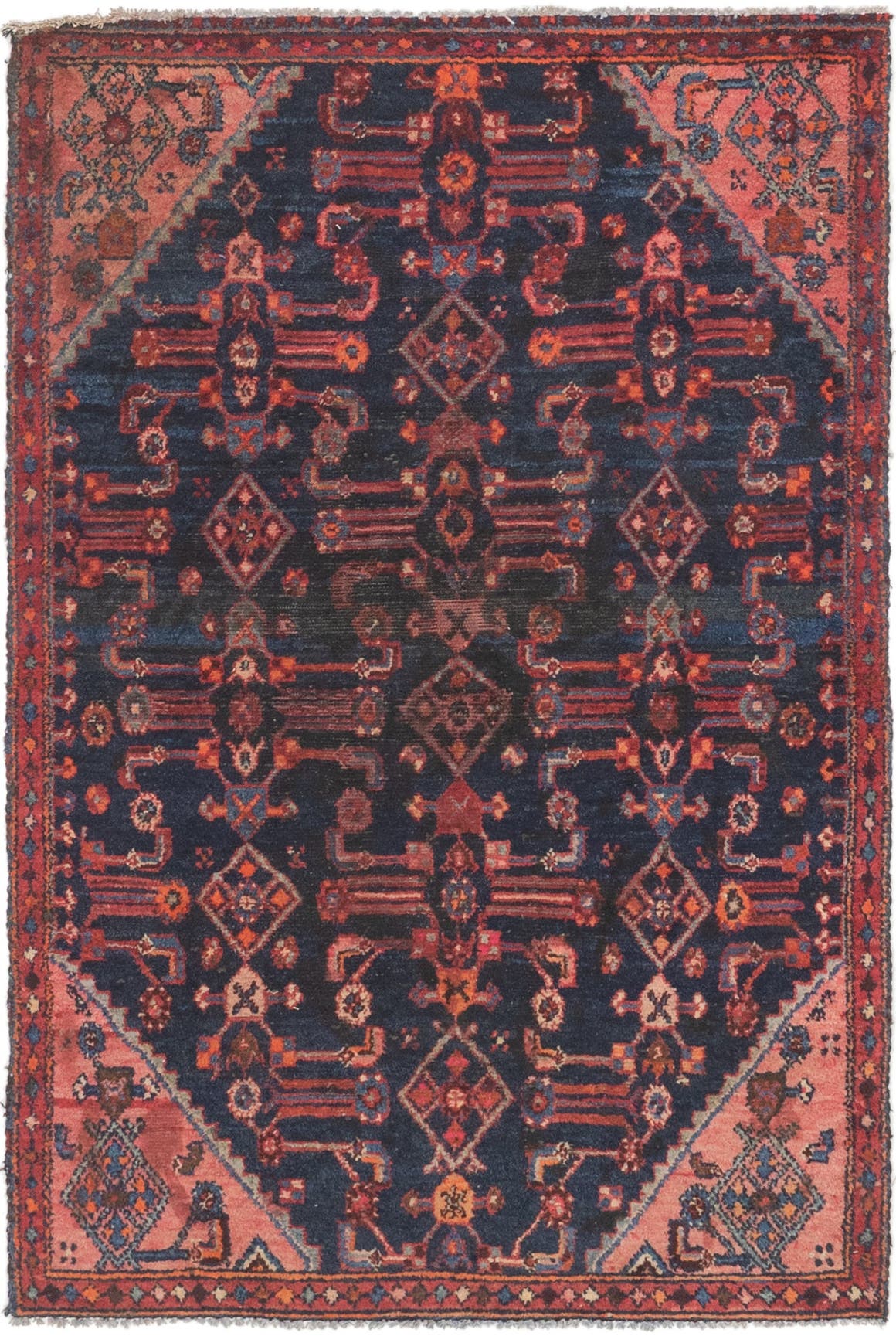 Navy Blue 4' x 6' Hand Knotted Malayer Persian Wool Rug | eSaleRugs