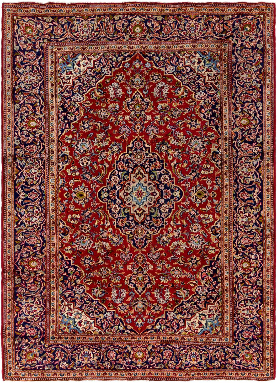 Red 8' x 11' Kashan Persian Rug | Rugs.com