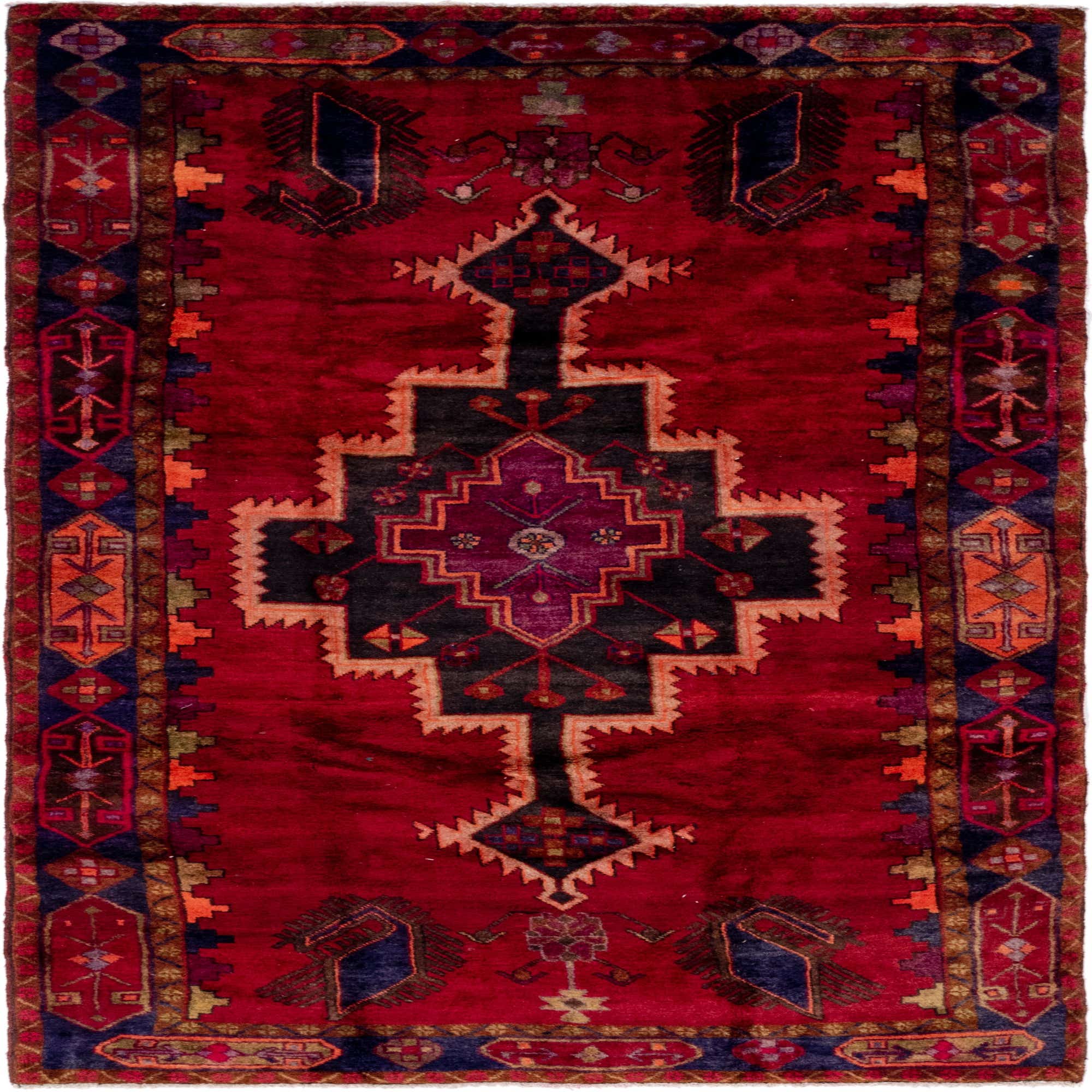 Red 5' x 9' 9 Hand Knotted Hamedan Persian Wool Rug | eSaleRugs