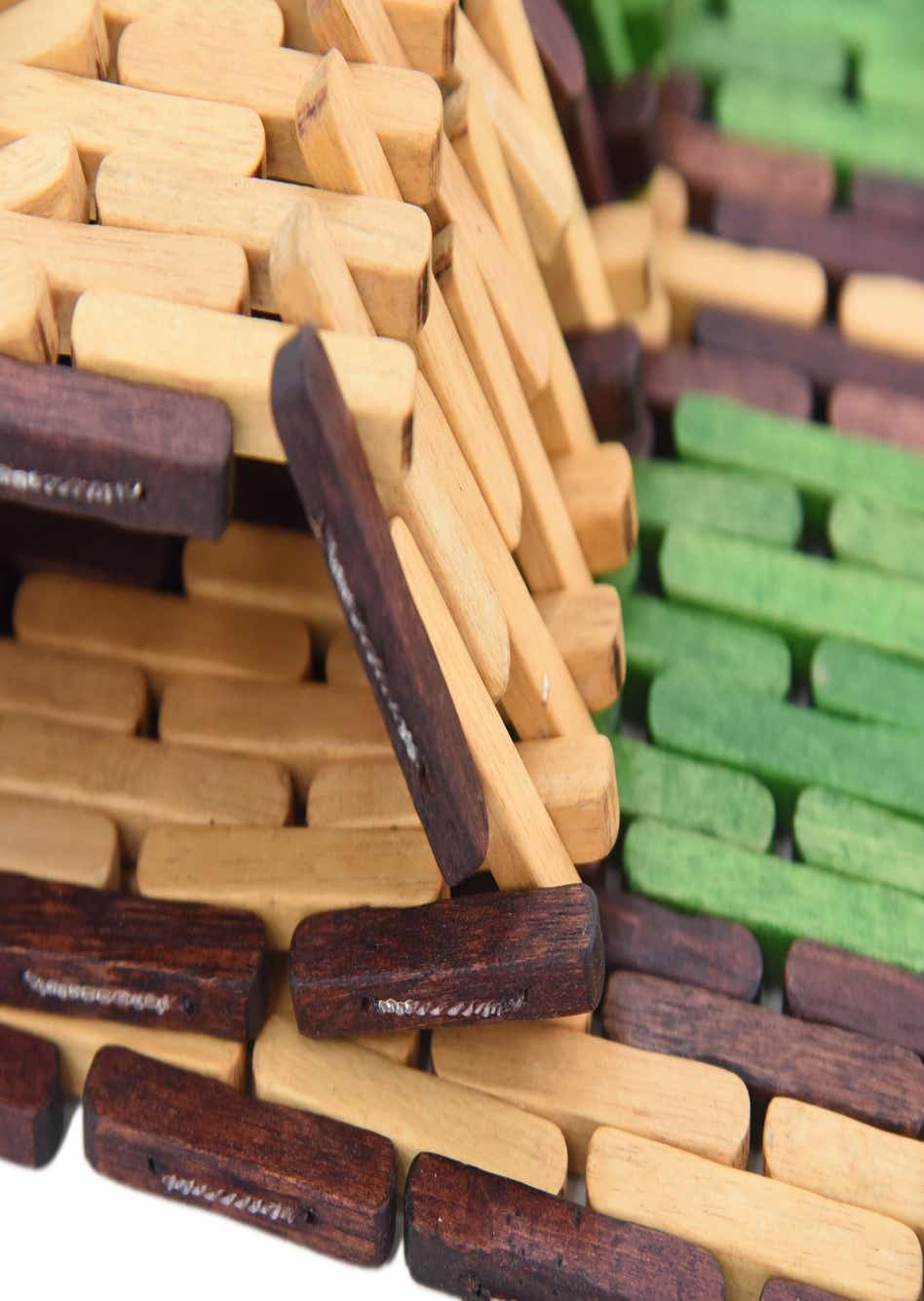 Green 2' 6 x 10' Hand Knotted Wooden Wood Runner Rug | eSaleRugs