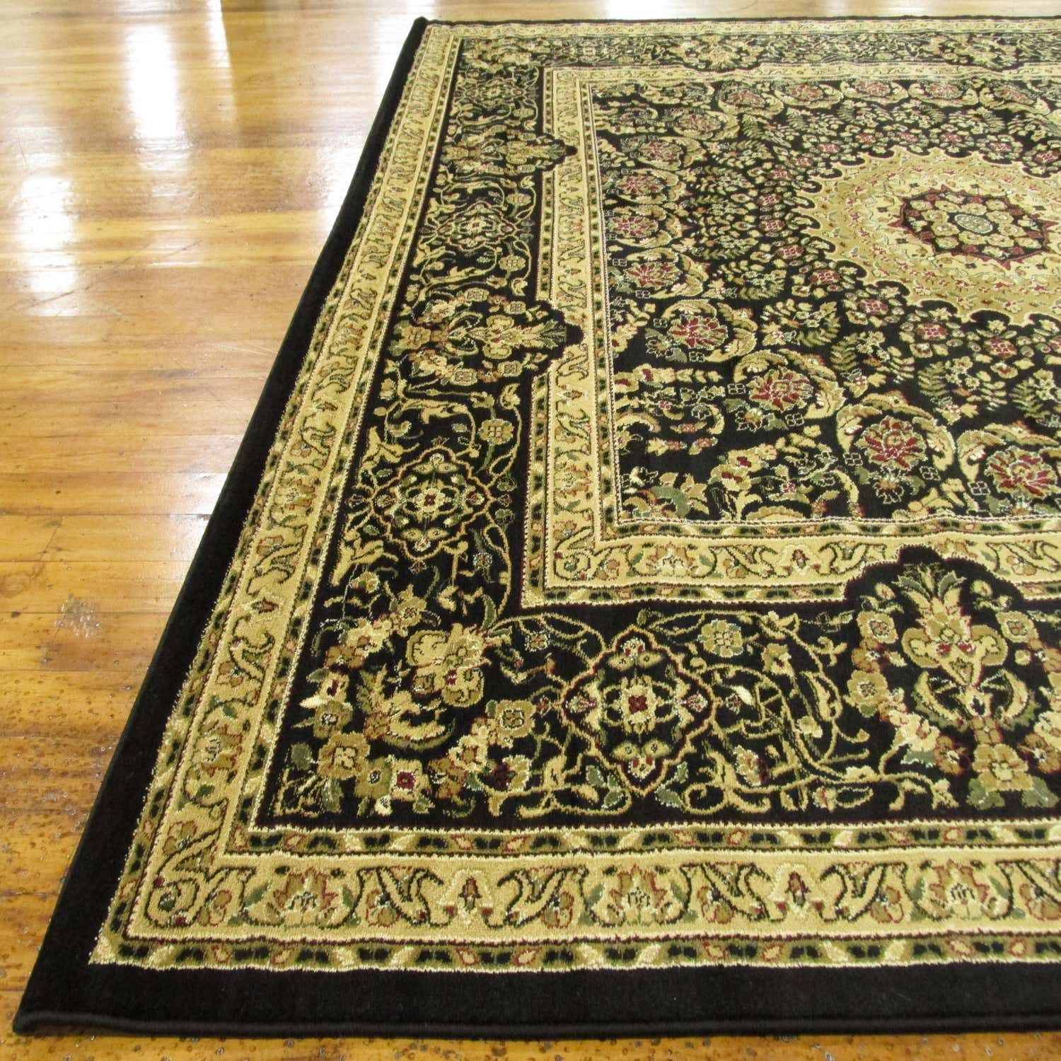 Black 9' 10 x 9' 10 Isfahan Design Square Rug | eSaleRugs