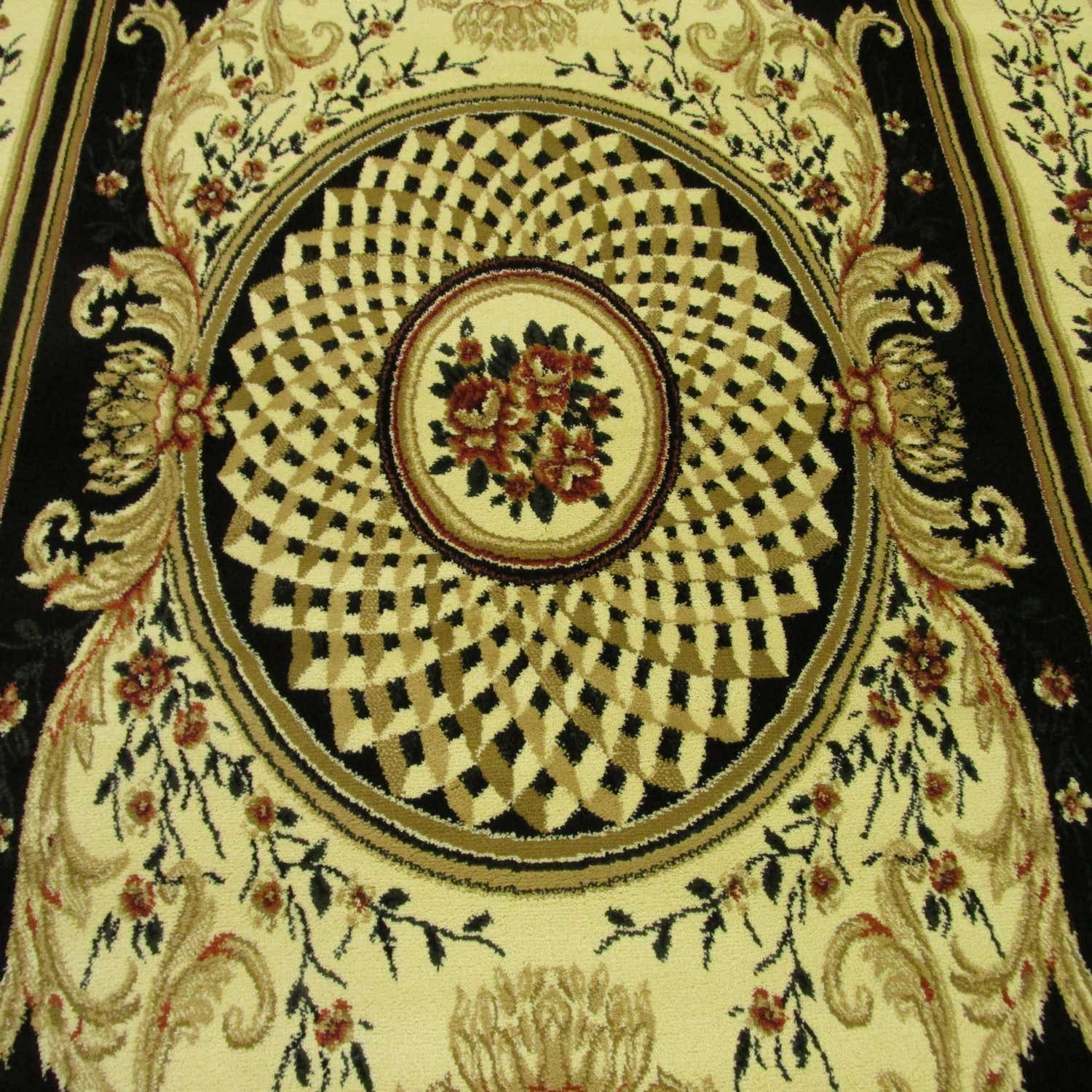 Black 6' 7 x 9' 10 Classic Aubusson Rug | eSaleRugs