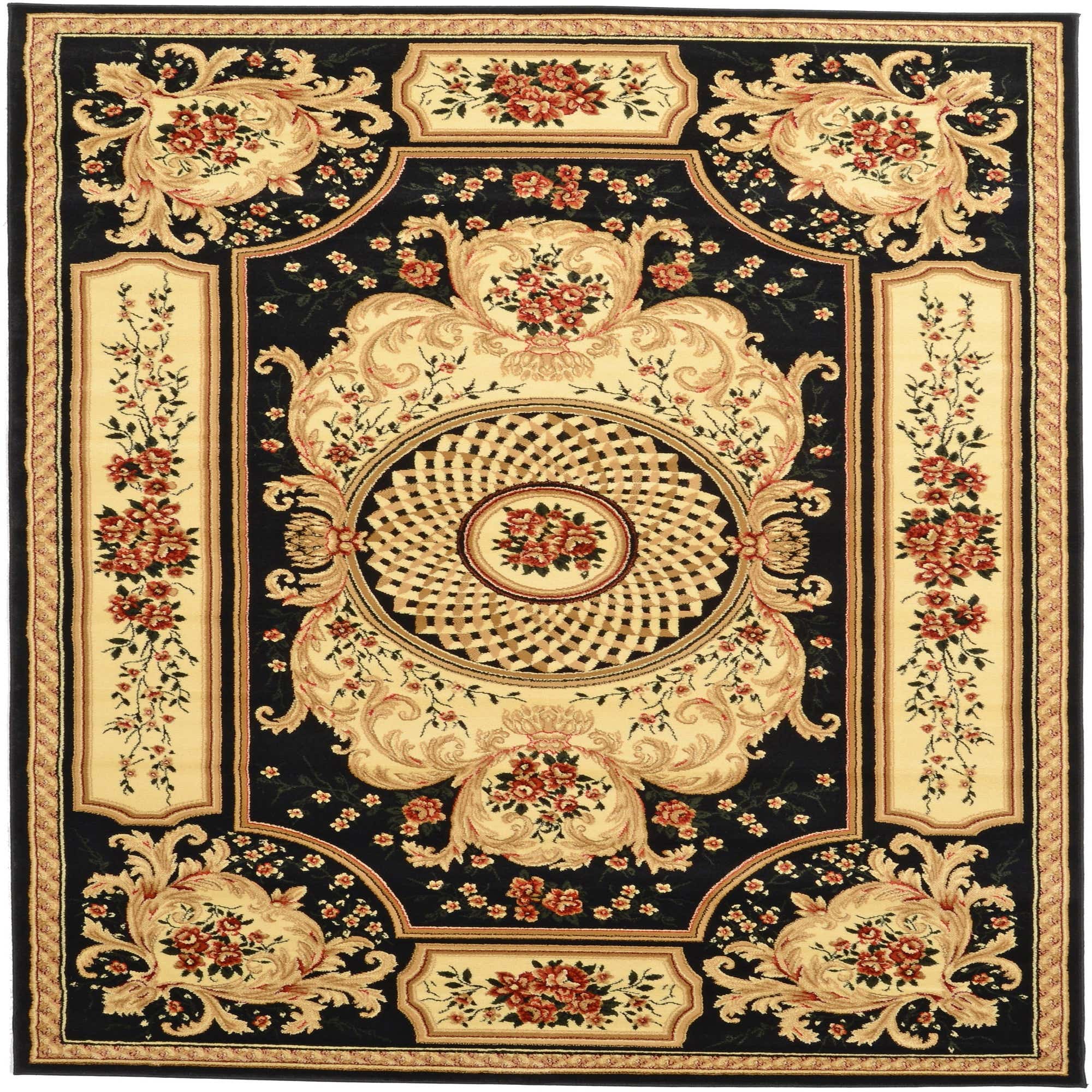 Black 6' 7 x 9' 10 Classic Aubusson Rug | eSaleRugs