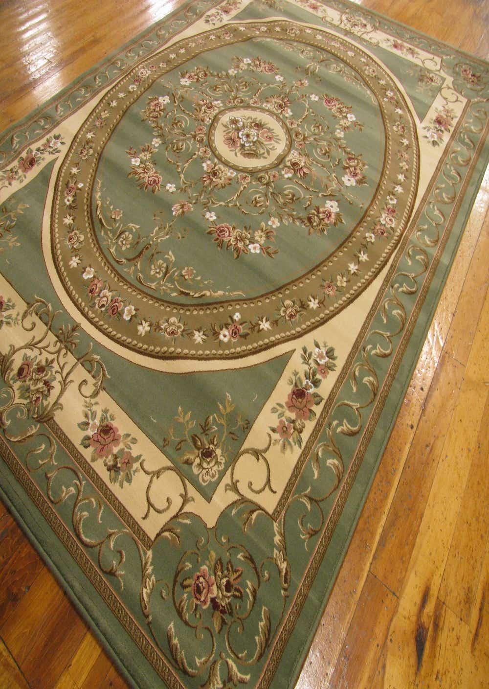 Green 6' 7 x 9' 10 Classic Aubusson Rug | eSaleRugs