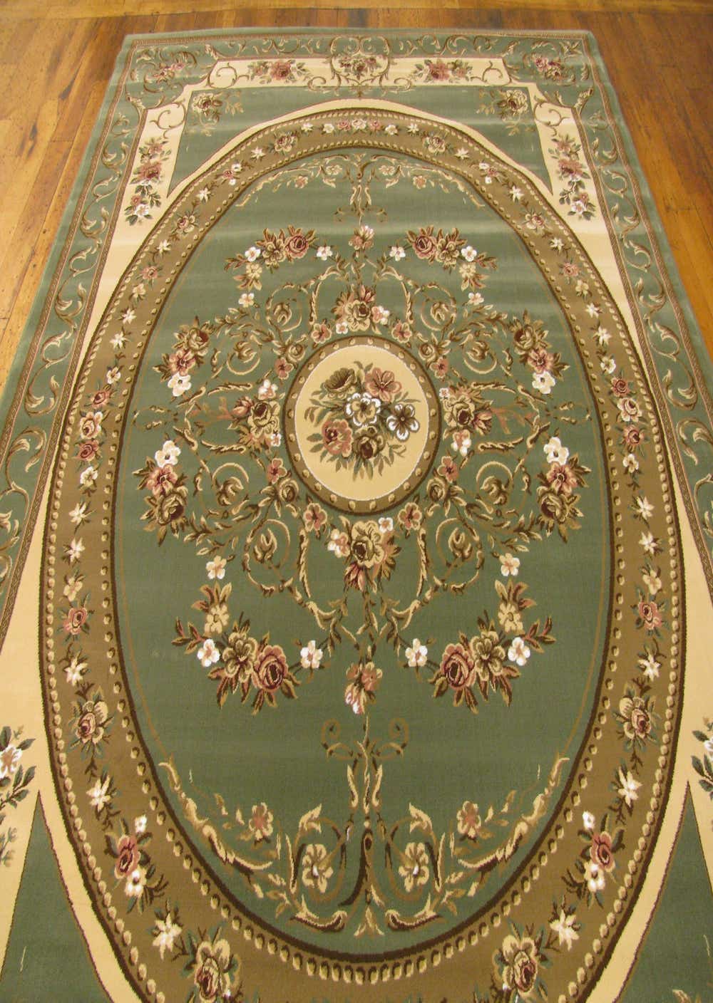 Green 6' 7 x 9' 10 Classic Aubusson Rug | eSaleRugs