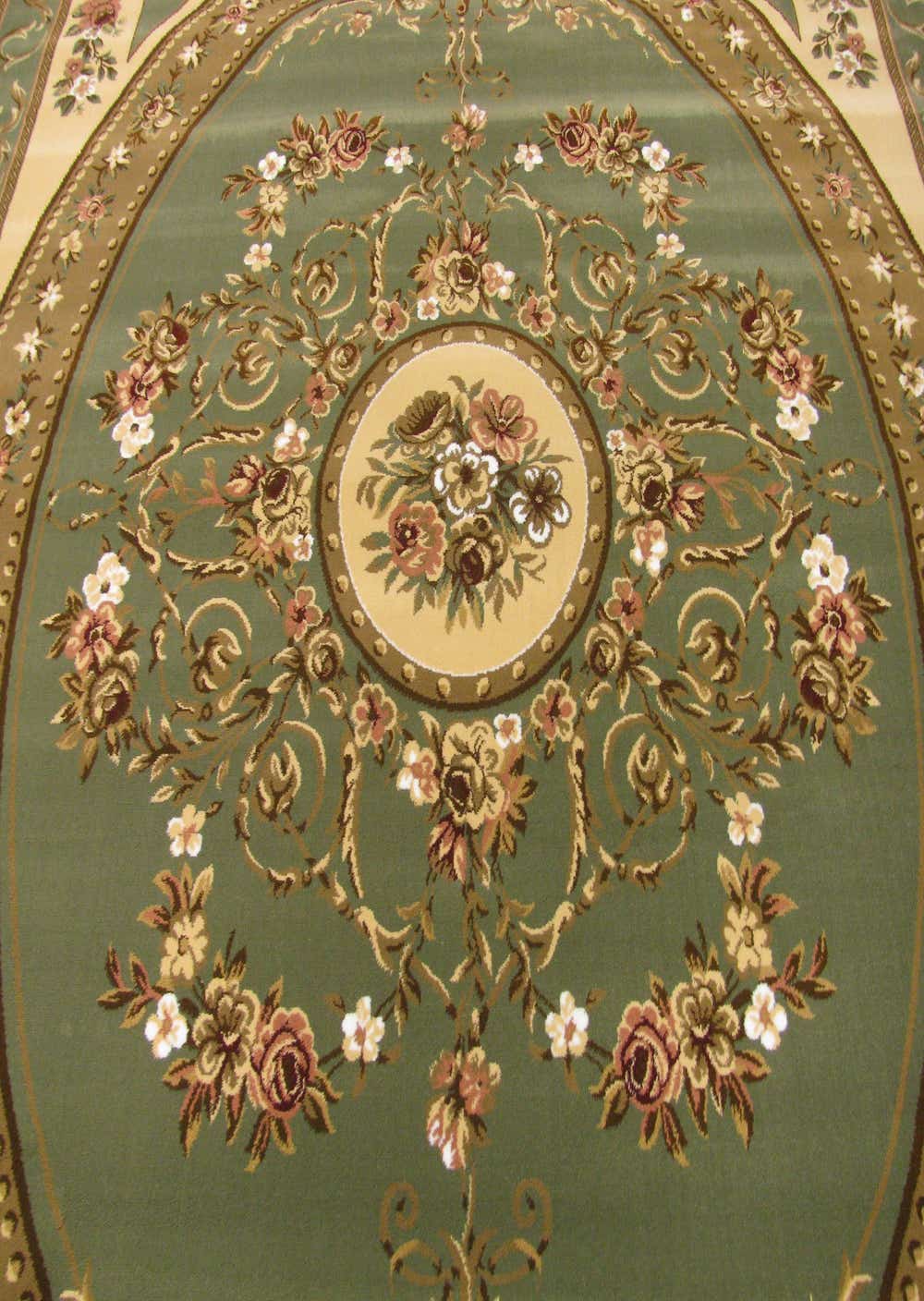Green 6' 7 x 9' 10 Classic Aubusson Rug | eSaleRugs