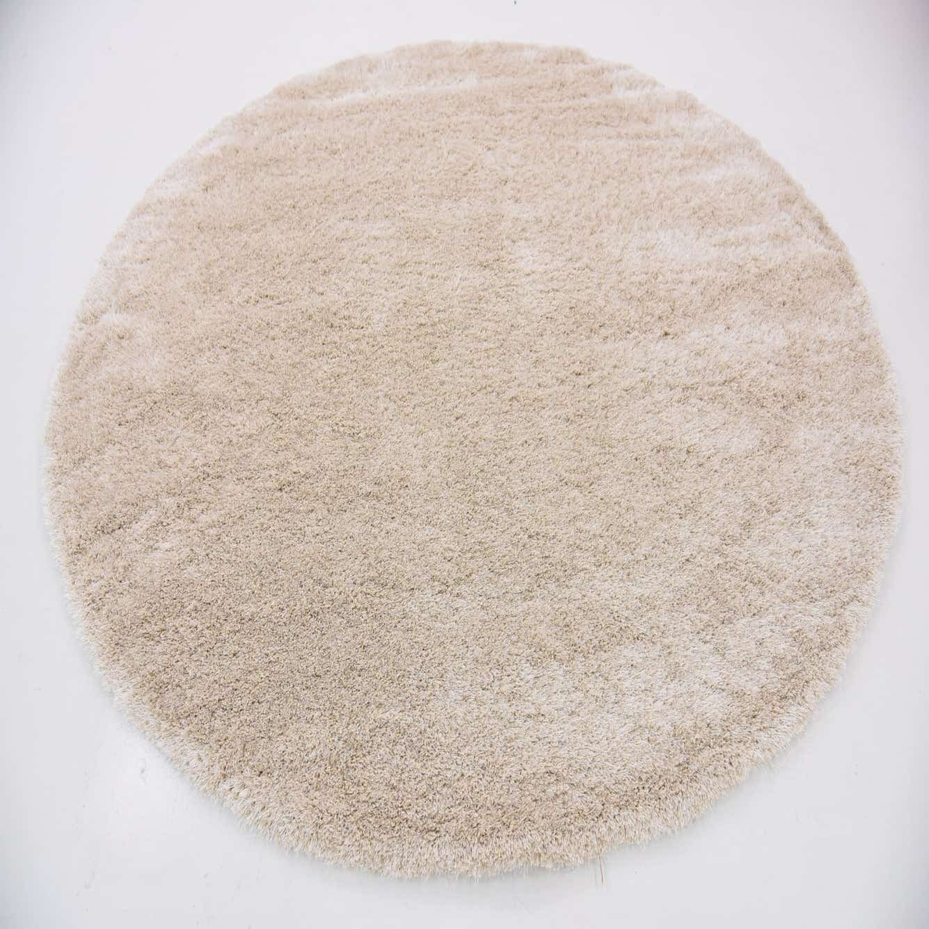 Ivory 8' x 8' Luxe Solid Shag Round Rug | eSaleRugs