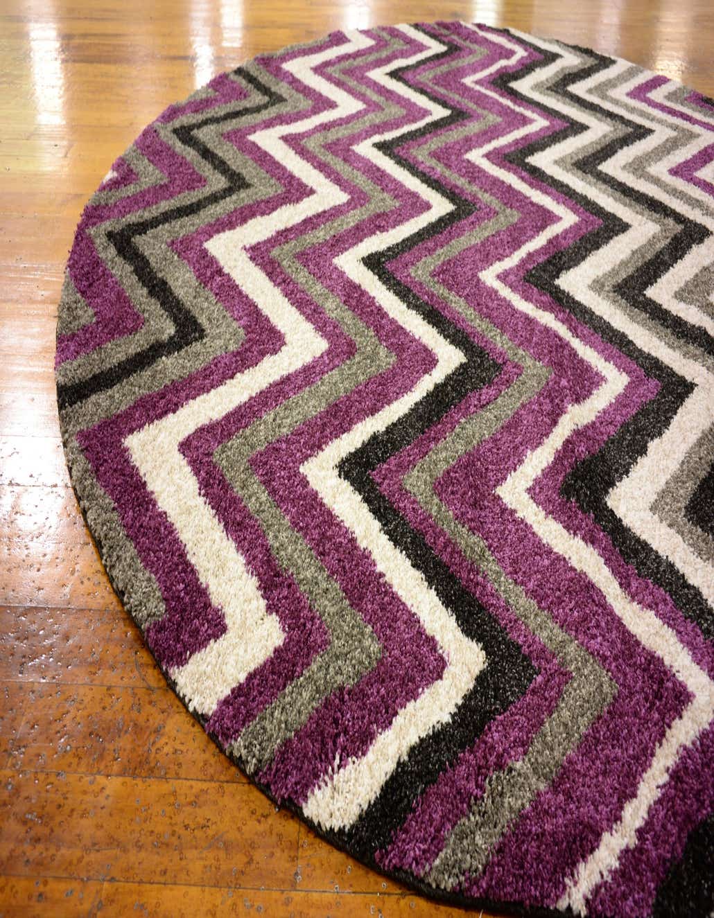 Purple 8' x 8' Chevron Round Rug | eSaleRugs