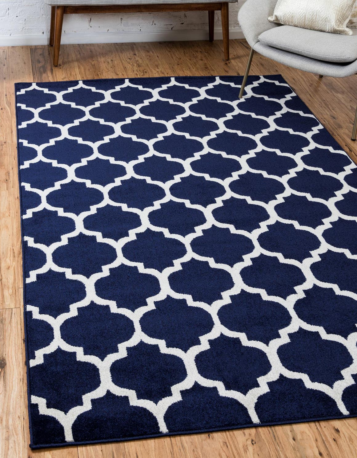 Navy Blue 3' 3 x 5' 3 Trellis Rug | eSaleRugs