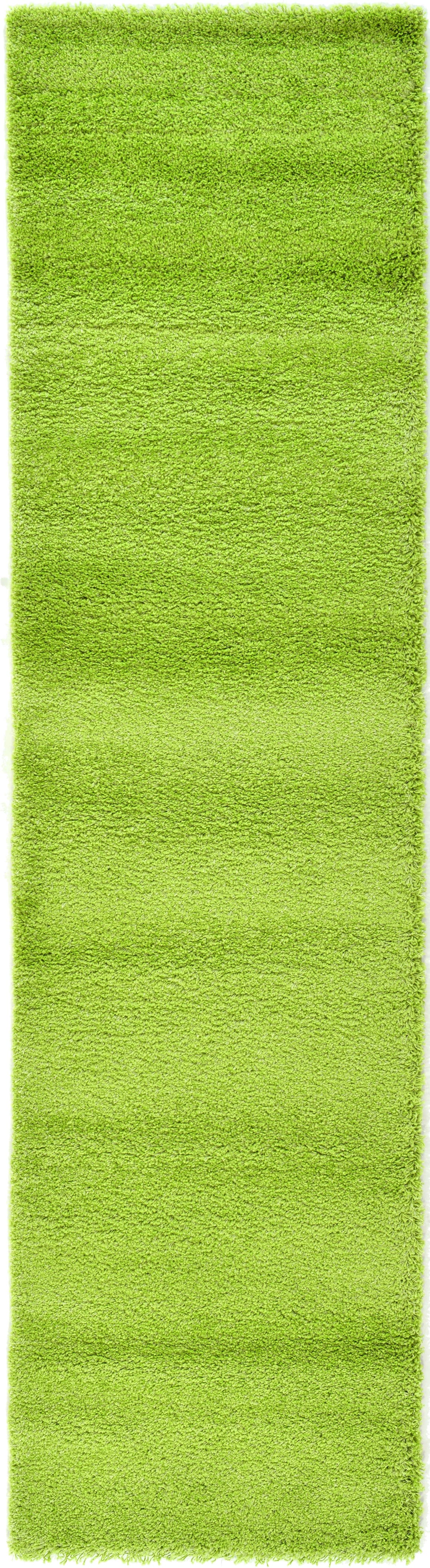 Green 2' 7 x 9' 10 Solid Shag Runner Rug | eSaleRugs