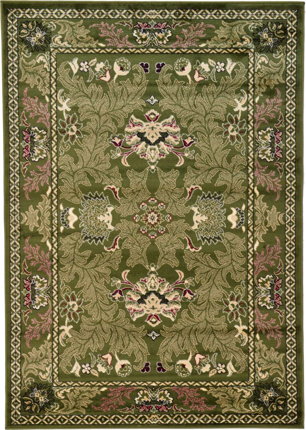 Green 5' x 8' Damask Rug | eSaleRugs