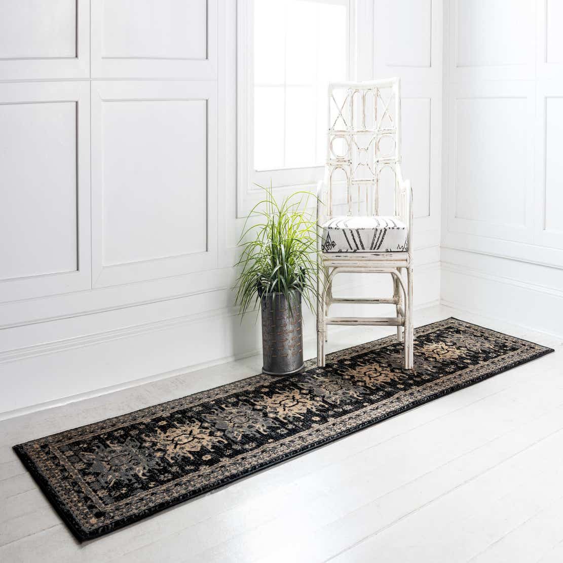 Black 2' 7 x 10' Heriz Design Runner Rug | eSaleRugs