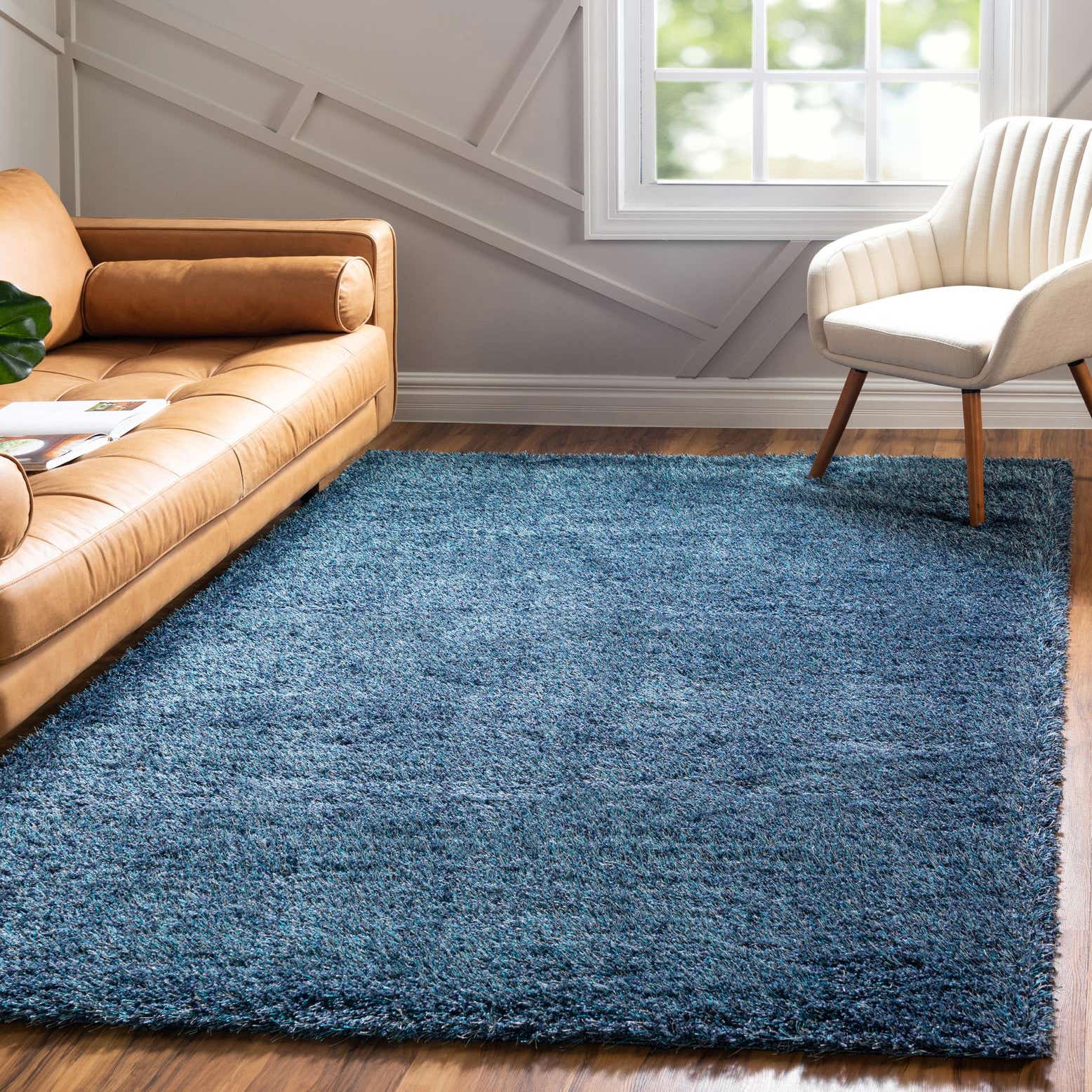Navy Blue 7' x 10' Luxury Solid Shag Rug | Rugs.com