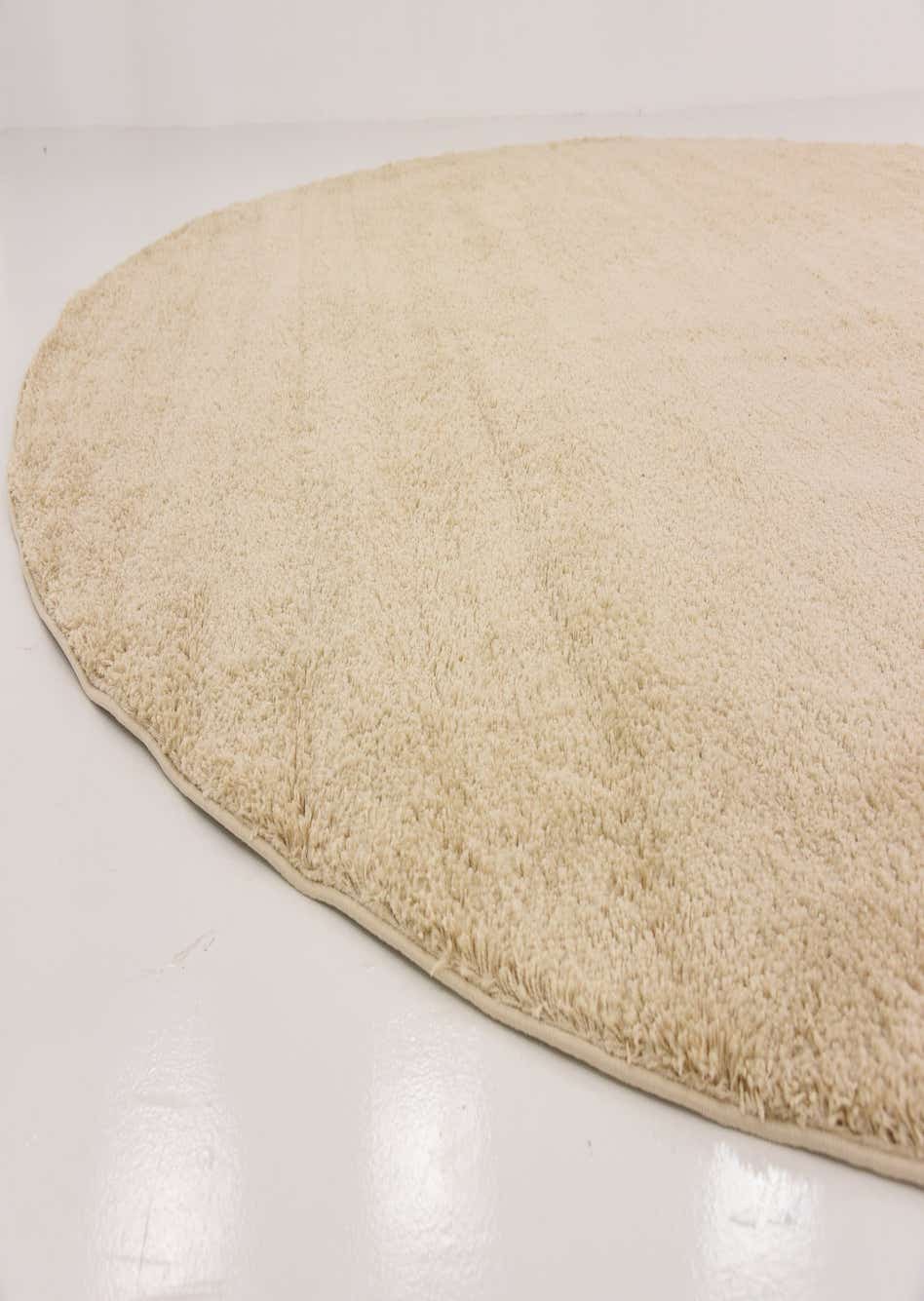 Beige 13' x 13' Solid Frieze Round Rug | eSaleRugs