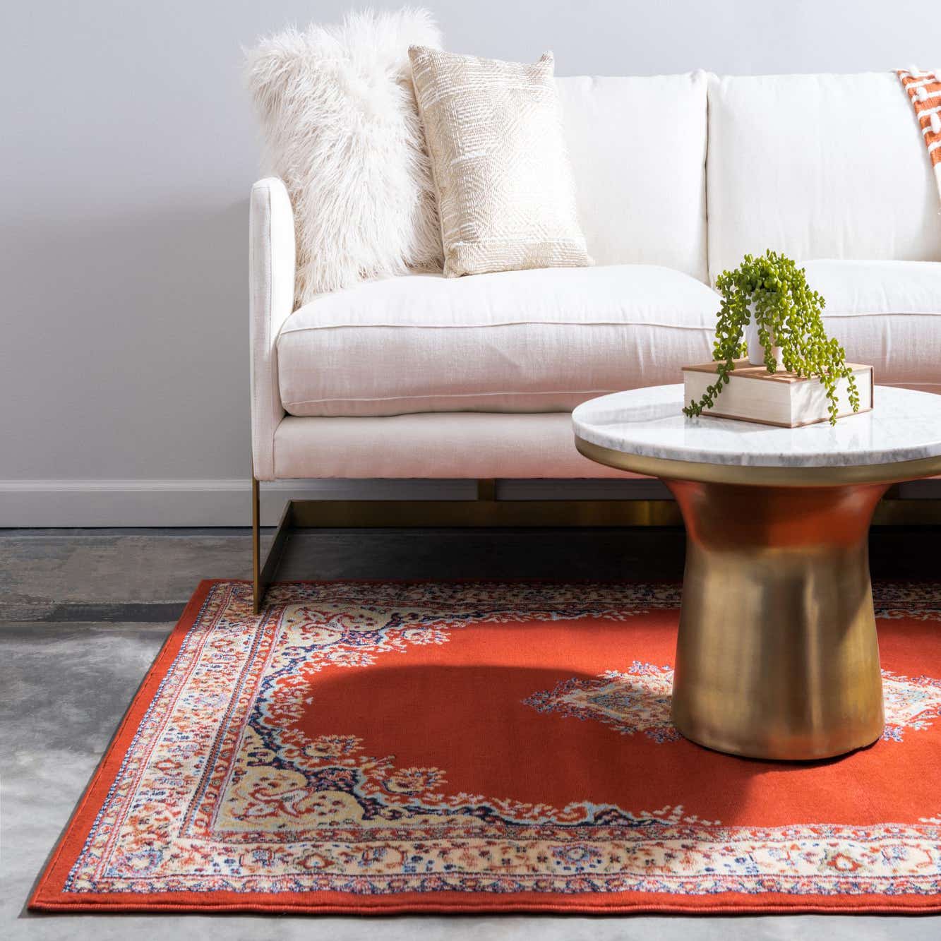 Terracotta 5' x 8' Mashad Design Rug | eSaleRugs