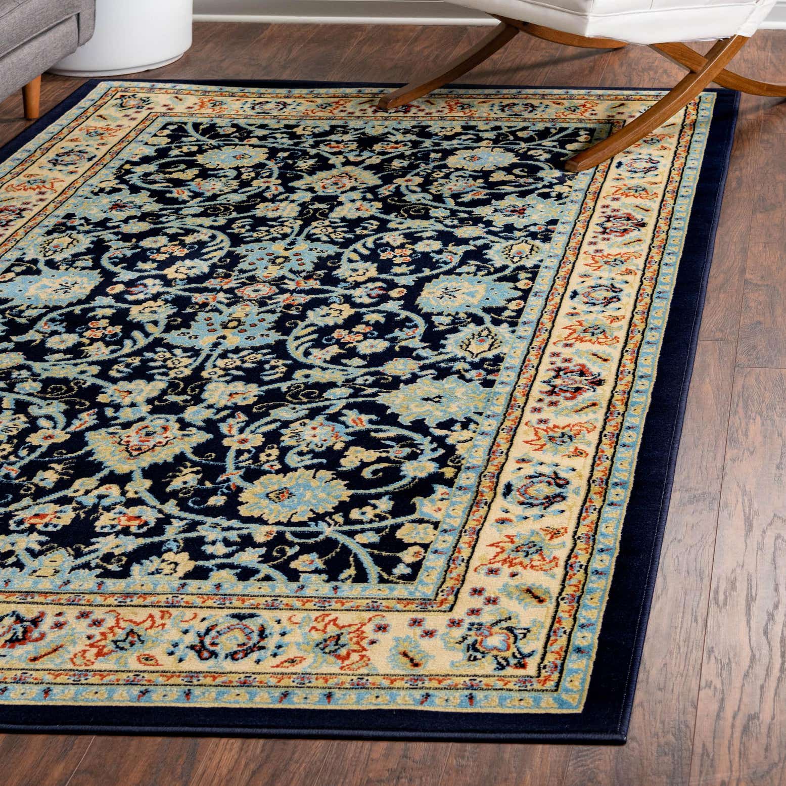 Navy Blue 7' x 10' Kashan Design Rug | eSaleRugs