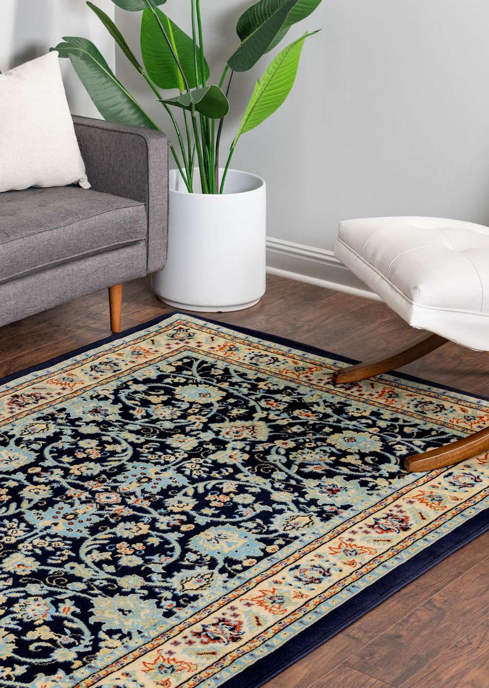 Navy Blue 7' x 10' Kashan Design Rug | eSaleRugs