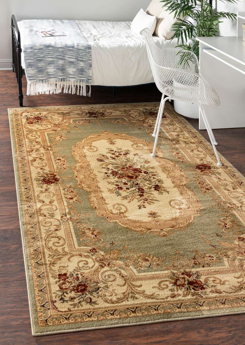 Green 7' x 10' Classic Aubusson Rug | eSaleRugs